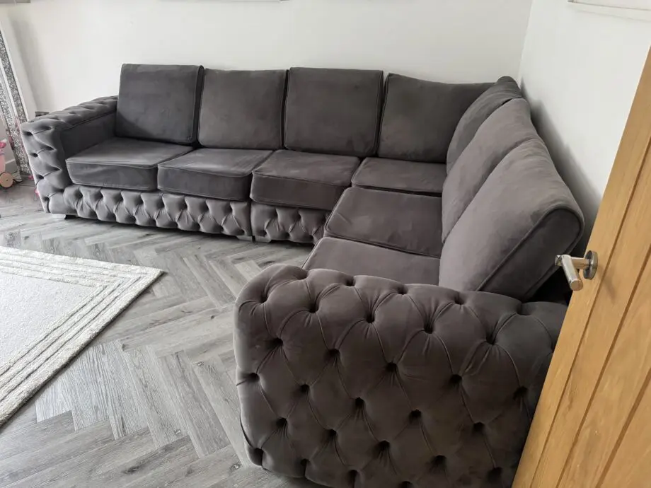 Steel Grey Plush Velvet Sofa – Sofalistic | The Sofa Marketplace, buy and sell preloved sofas ...