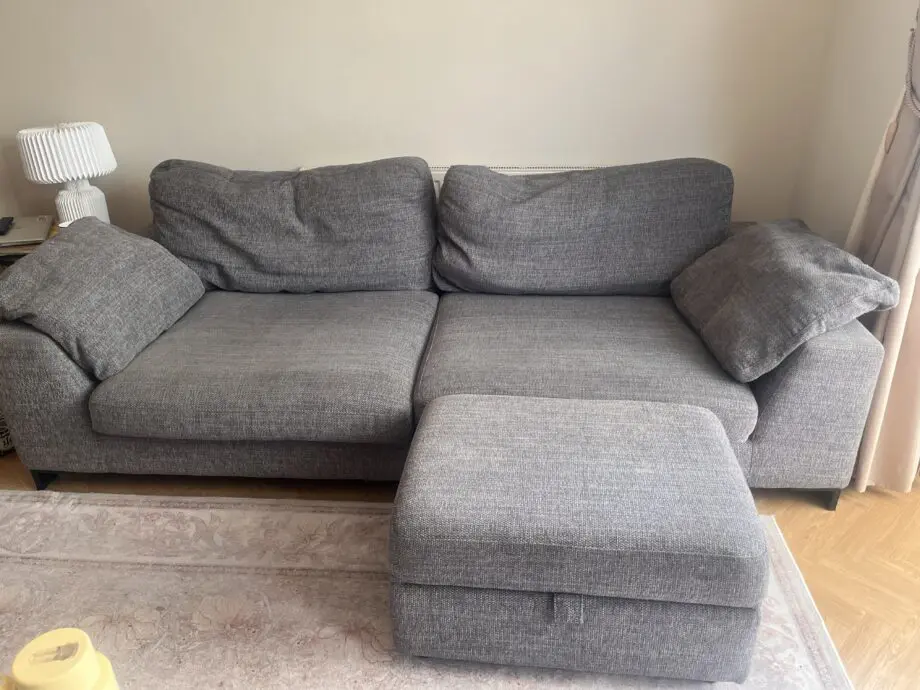 DFS Dark Grey Mushroom Euphoria 4 Seater Sofa with Footstall Pouffe ...
