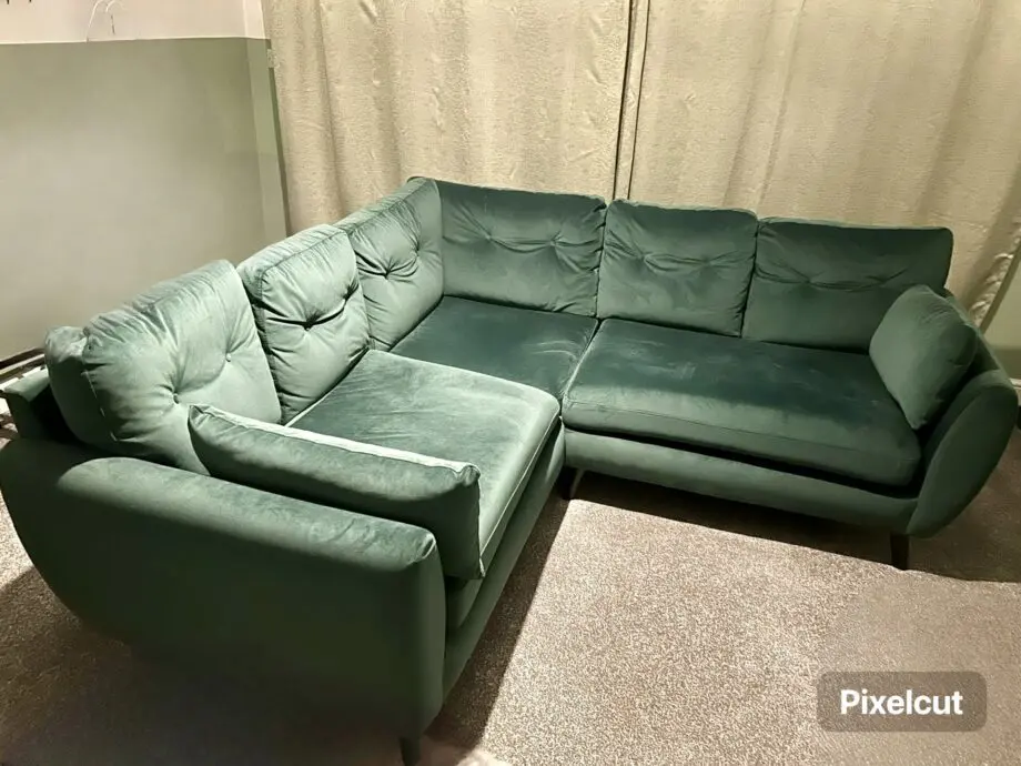 Next Wilson Corner Sofa Bottle Green Velvet – Sofalistic | The Sofa ...