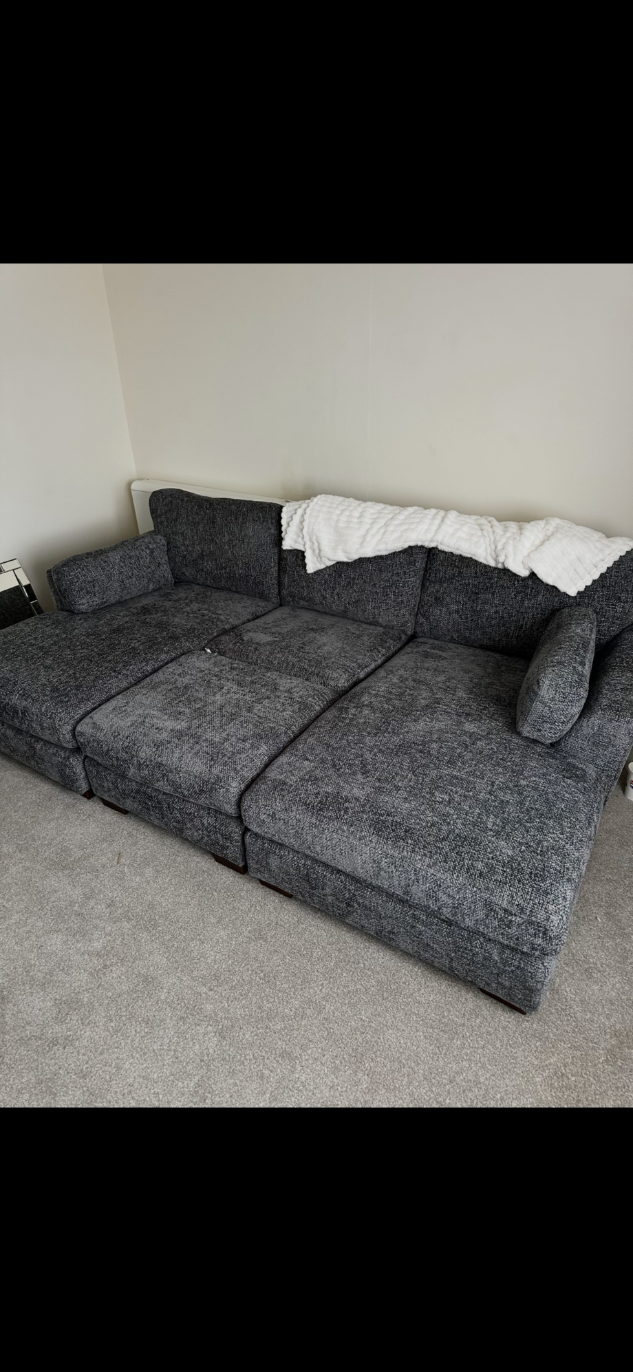 Dfs essie chaise corner sofa stone essie body woven fabric double end ...