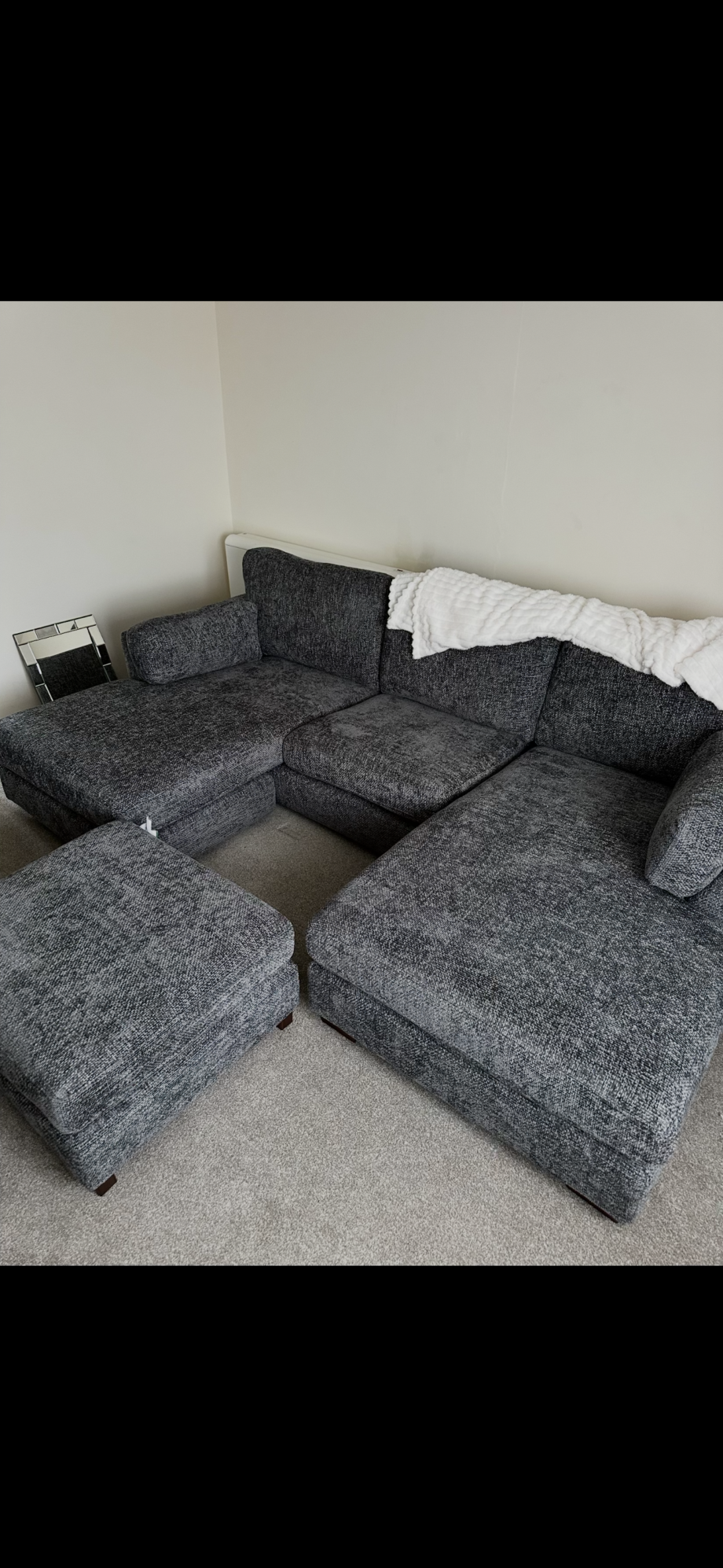 Dfs essie chaise corner sofa stone essie body woven fabric double end ...