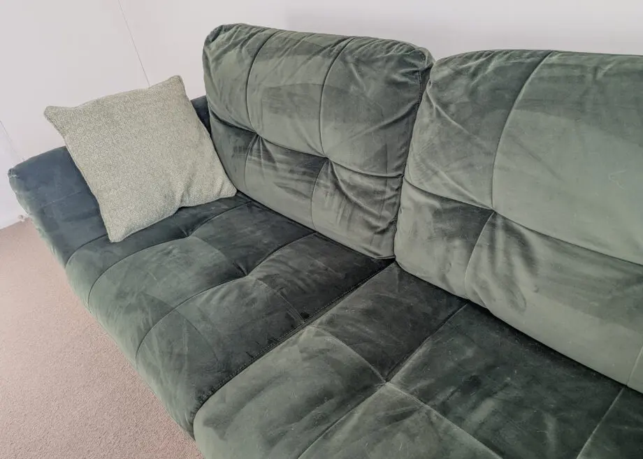 DFS Harlan 3 Seater Formal Back Velvet Sofa – Sofalistic | The Sofa ...