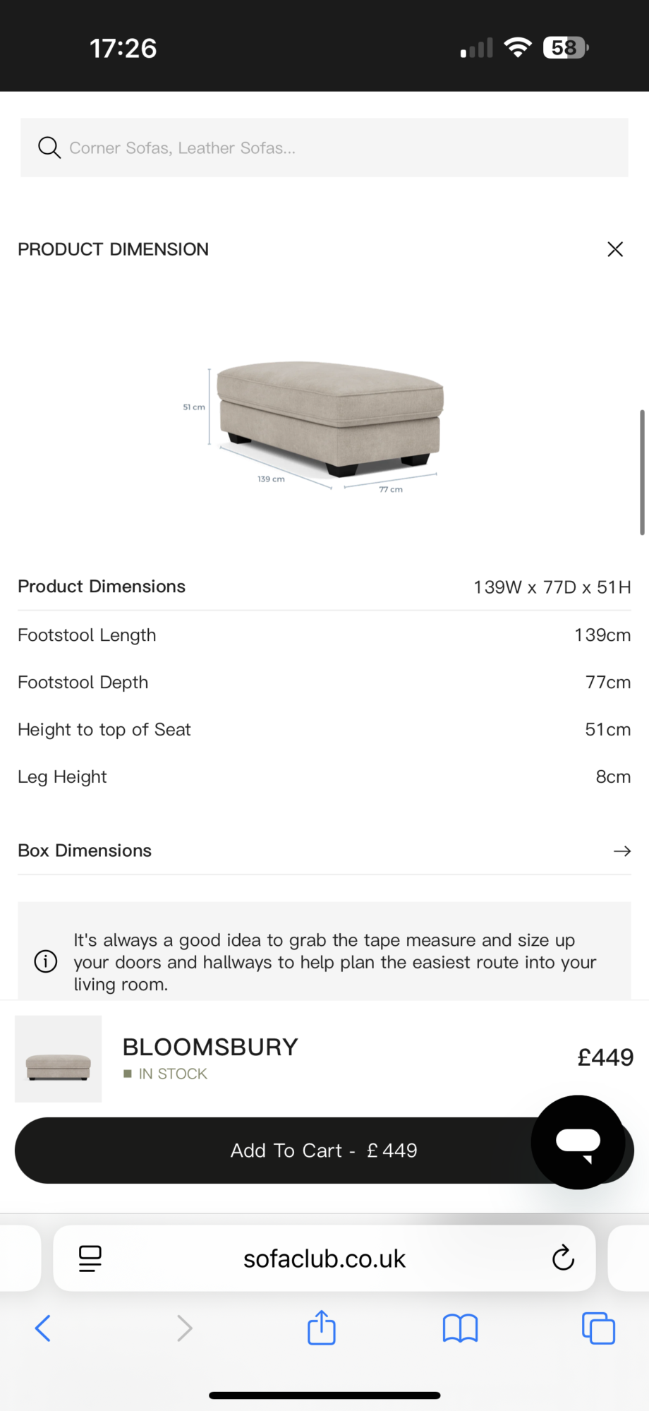 Sofa Club Bloomsbury Large Sofa & Ottoman Footstool – Summer Linen ...