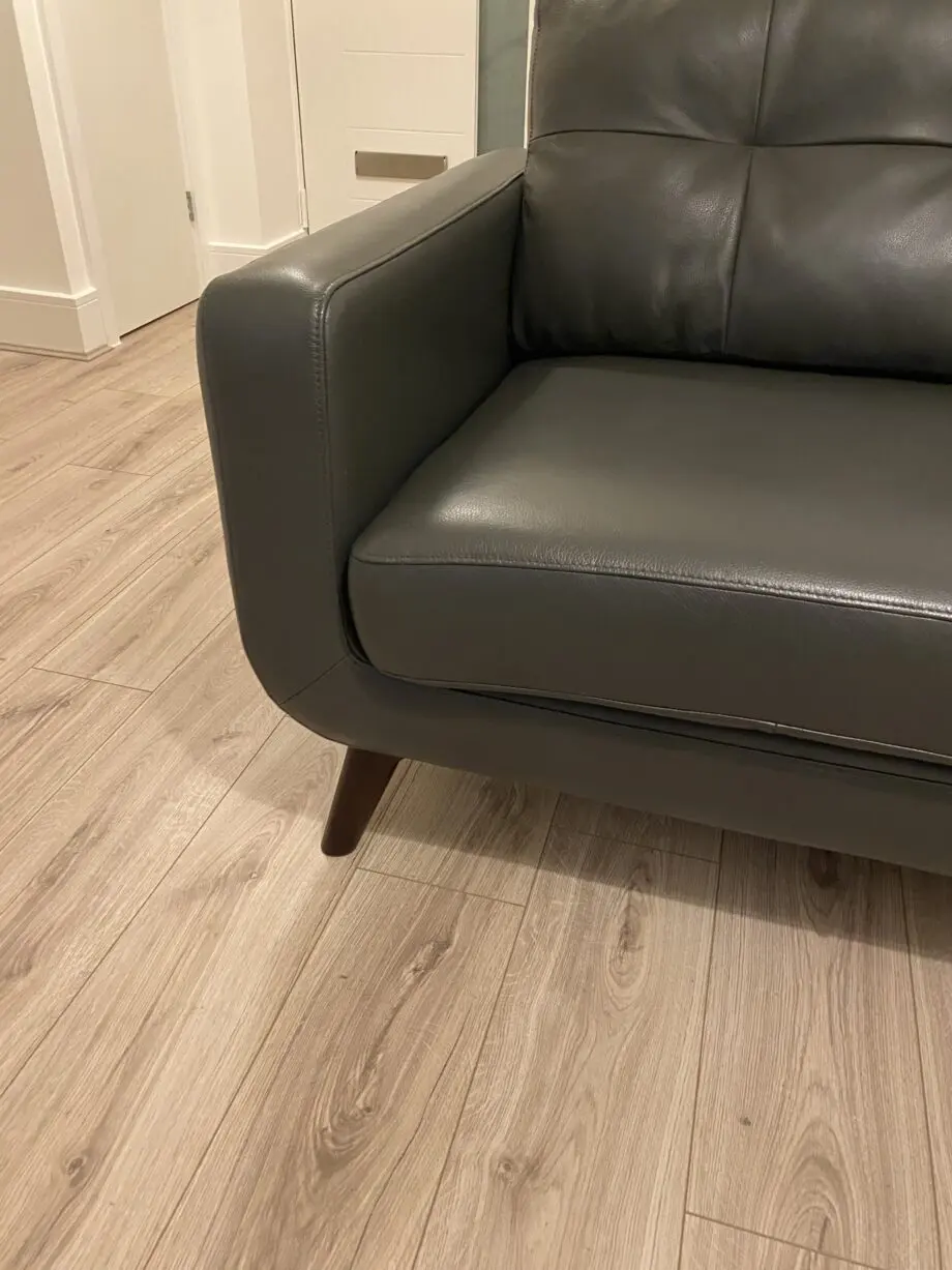 John Lewis Grey Barbican leather 5+seater with matching footstool ...