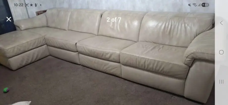 Cream L shape couch from furniture village which also reclines ...