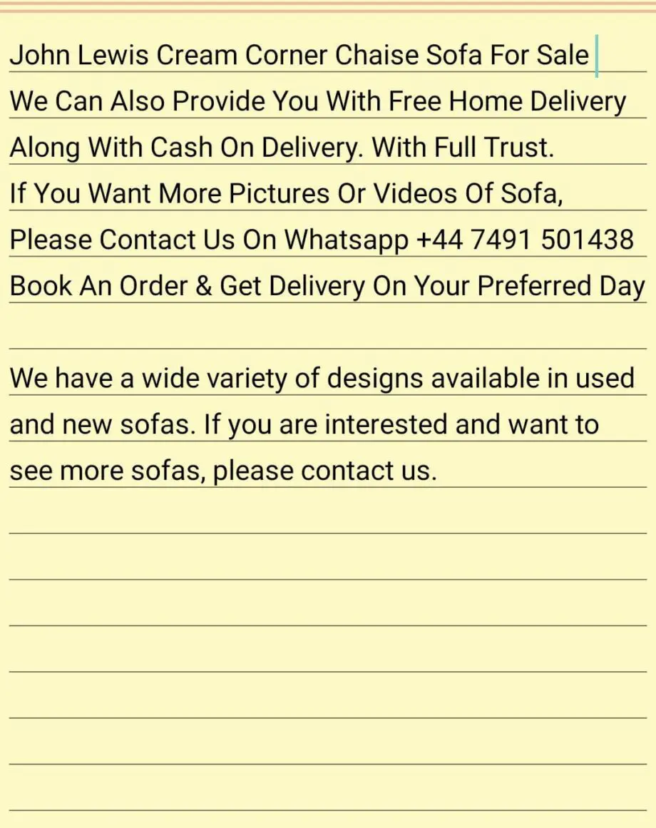 John Lewis Cream Corner Chaise Sofa For Sale – Sofalistic | The Sofa ...