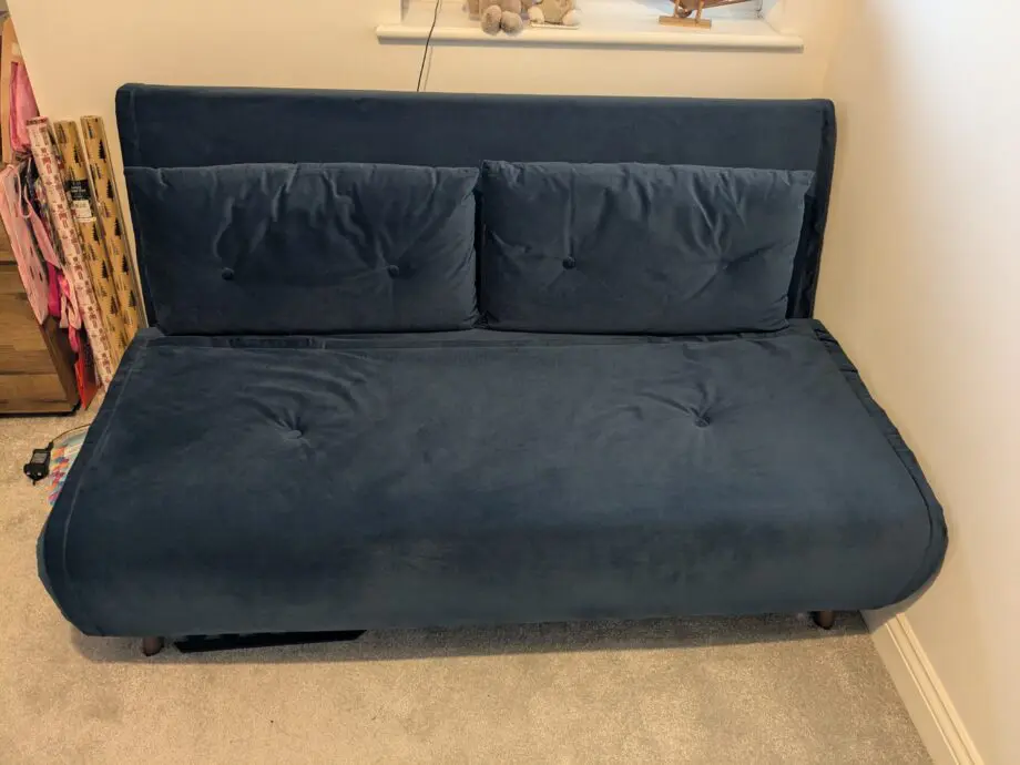 Large Haru 2 Seater Sofa Bed in Smooth Velvet Sapphire Blue ...