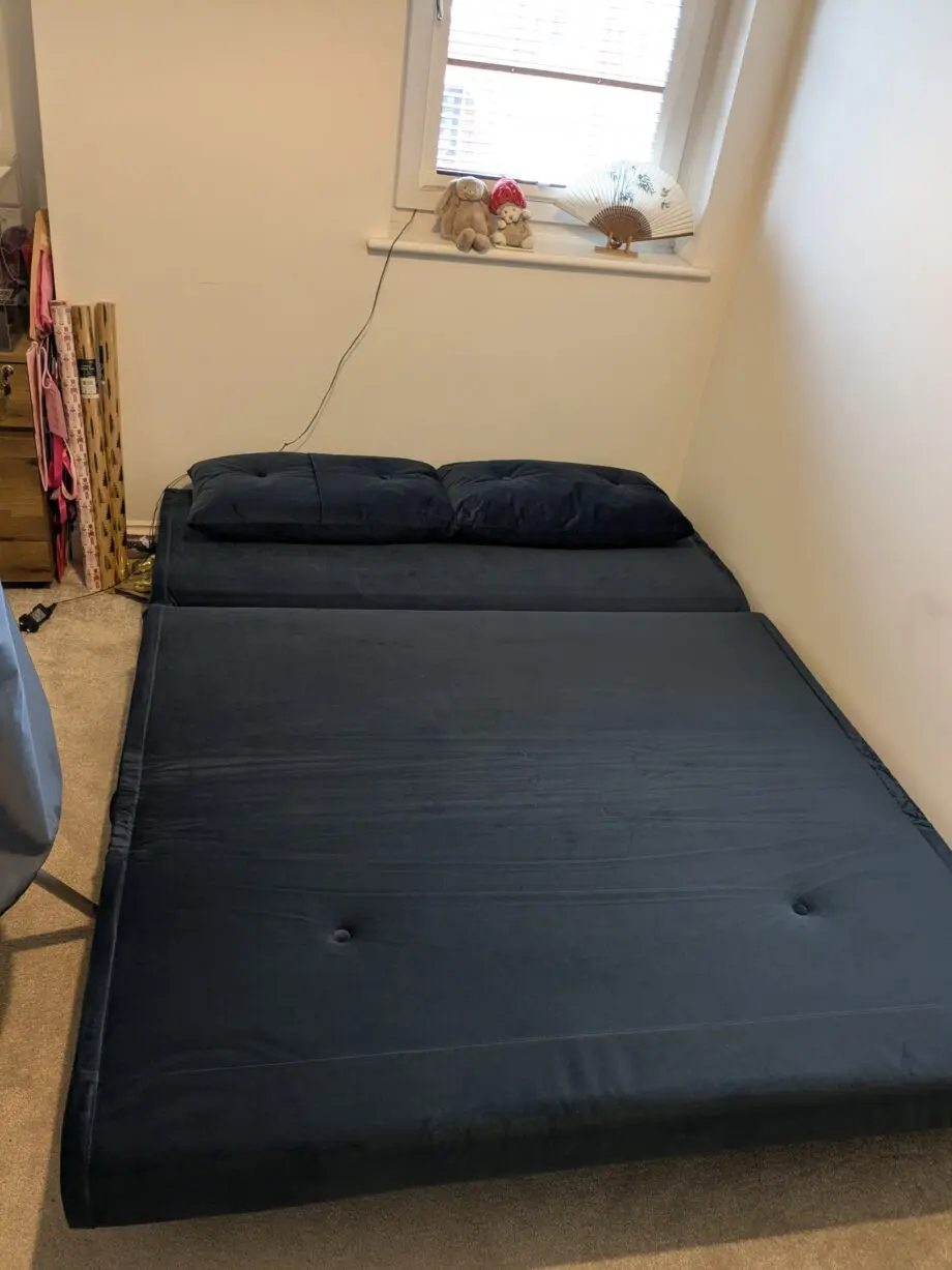 Large Haru 2 Seater Sofa Bed in Smooth Velvet Sapphire Blue ...