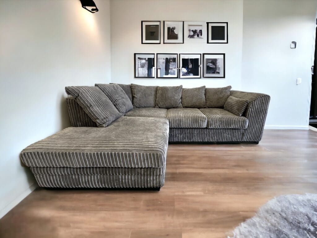 Grey Cord L-Shape – Sofalistic | The Sofa Marketplace, buy and sell preloved sofas nationwide