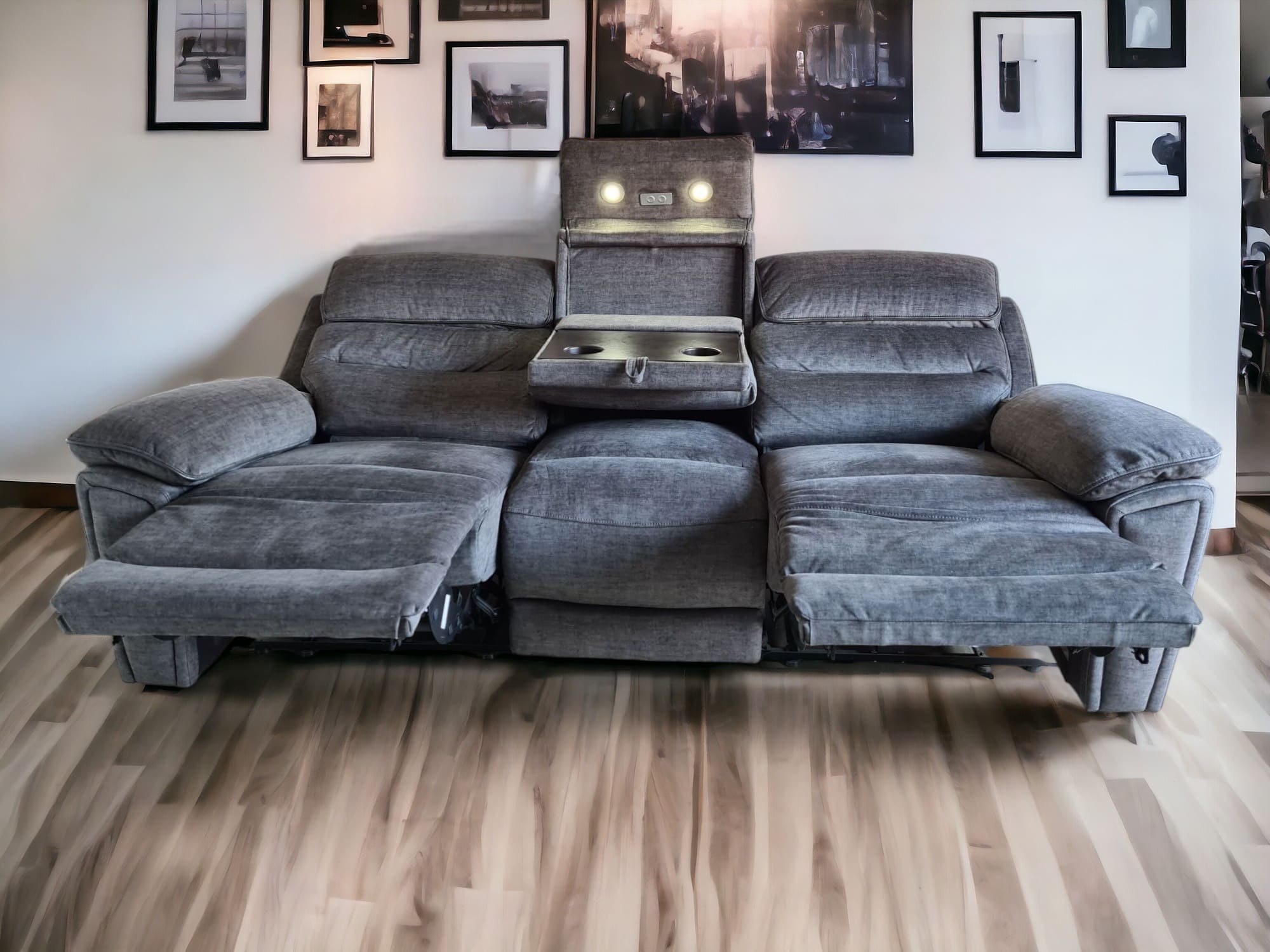 DFS 3 Seater Grey Electric Recliner with Center Console – Sofalistic ...