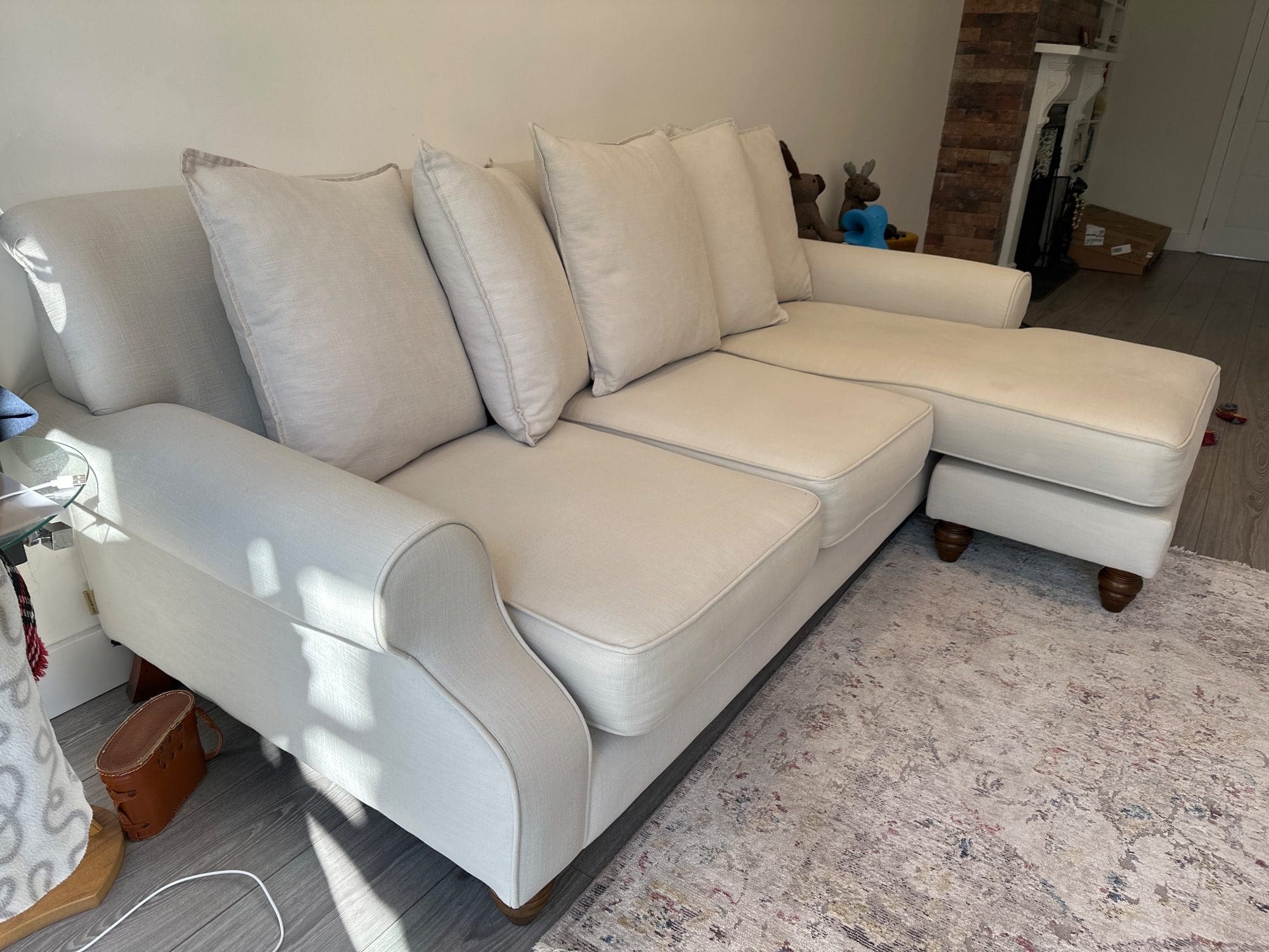 DFS Cream Corner Sofa With Scatter Back Cushions – Sofalistic | The ...