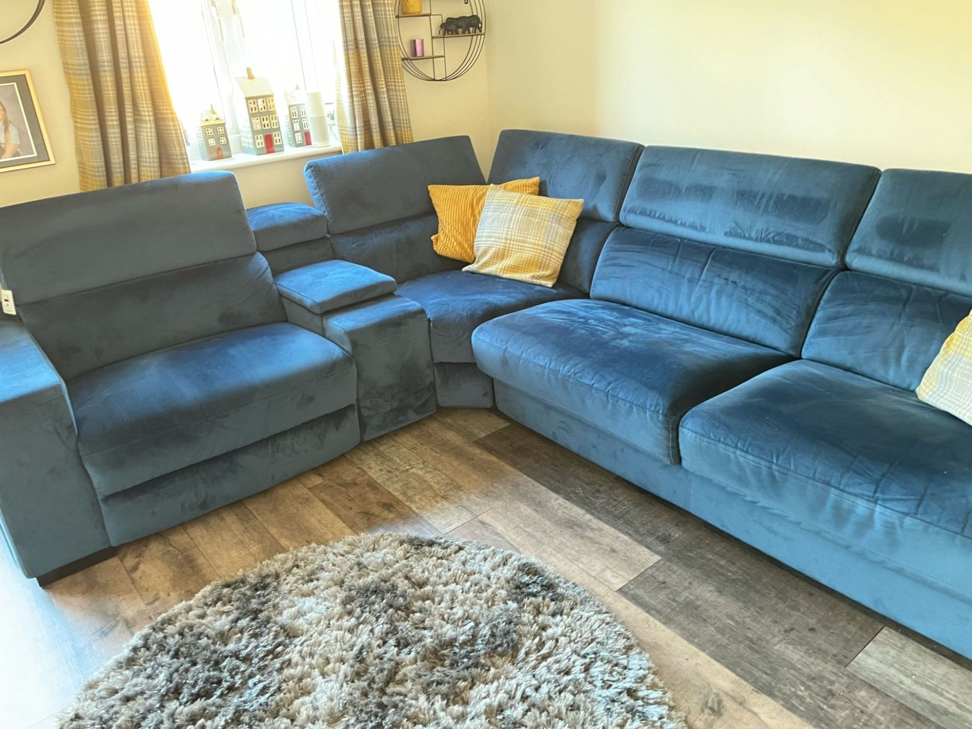 DFS Blue L-Shape Sofa with Sofa Bed – Sofalistic | The Sofa Marketplace ...