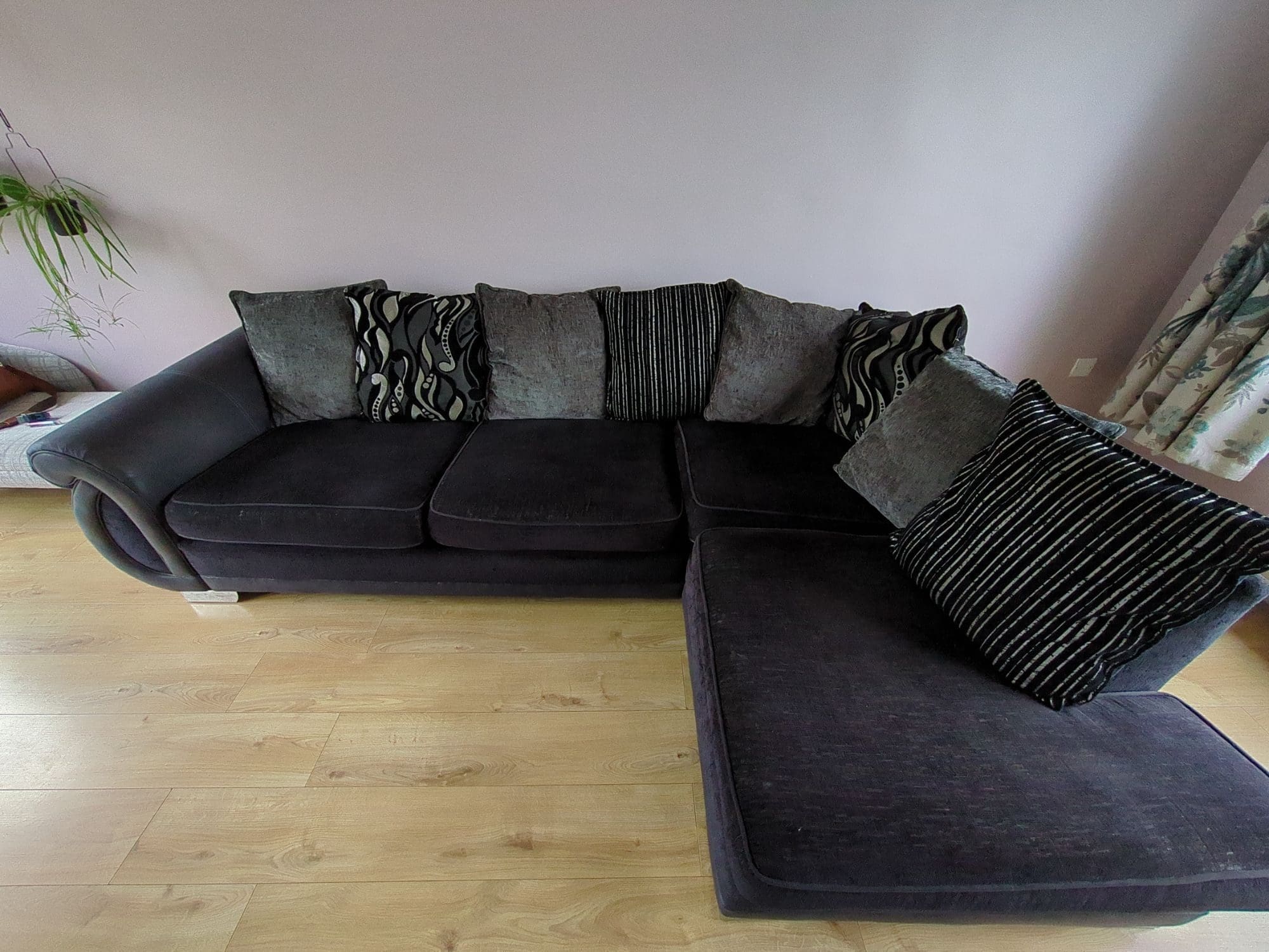 DFS Black Corner Sofa with Scatter Back Cushions – Sofalistic | The ...