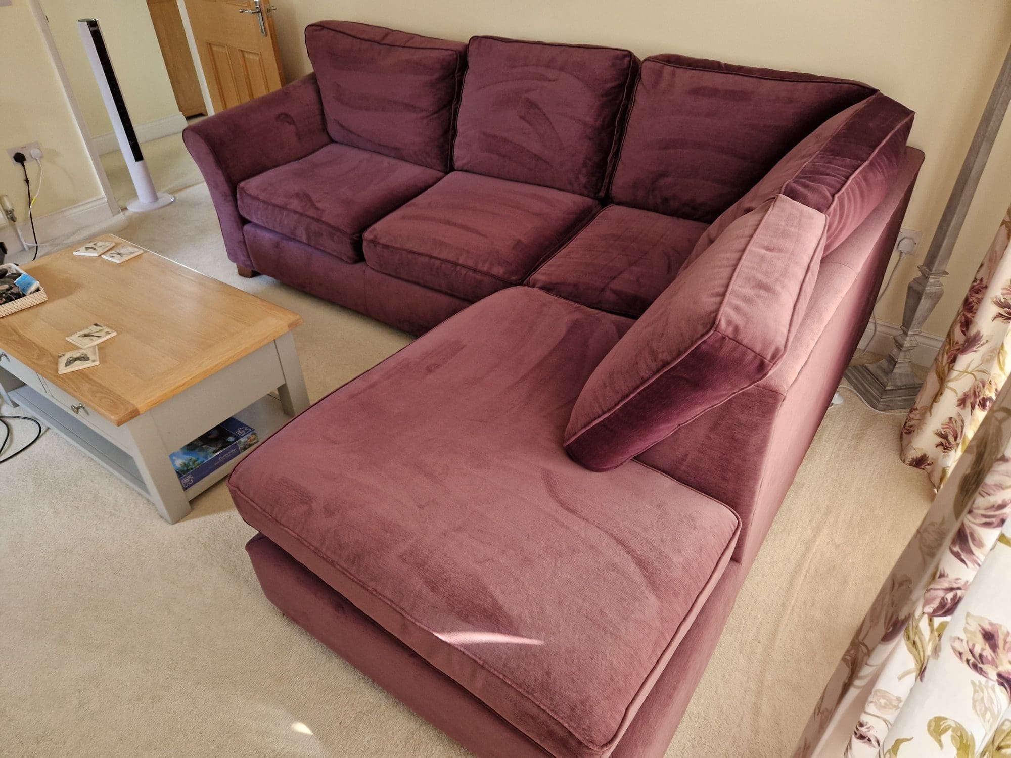 Marks and Spencer Maroon Corner Sofa – Sofalistic | The Sofa ...