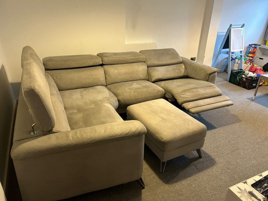 DFS grey corner sofa (L shape) & stool – Sofalistic | The Sofa ...