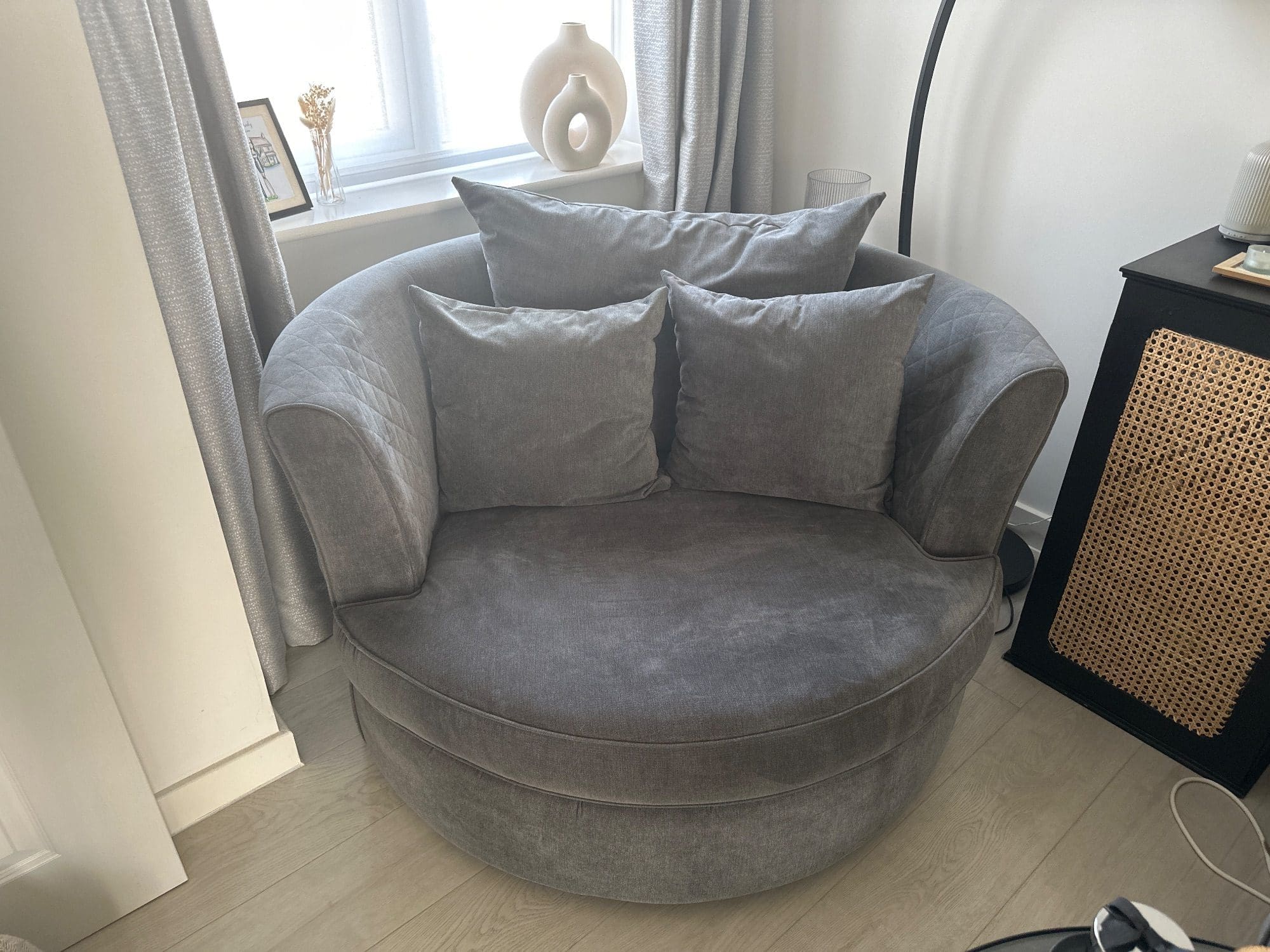 Grey cuddle chair dfs store