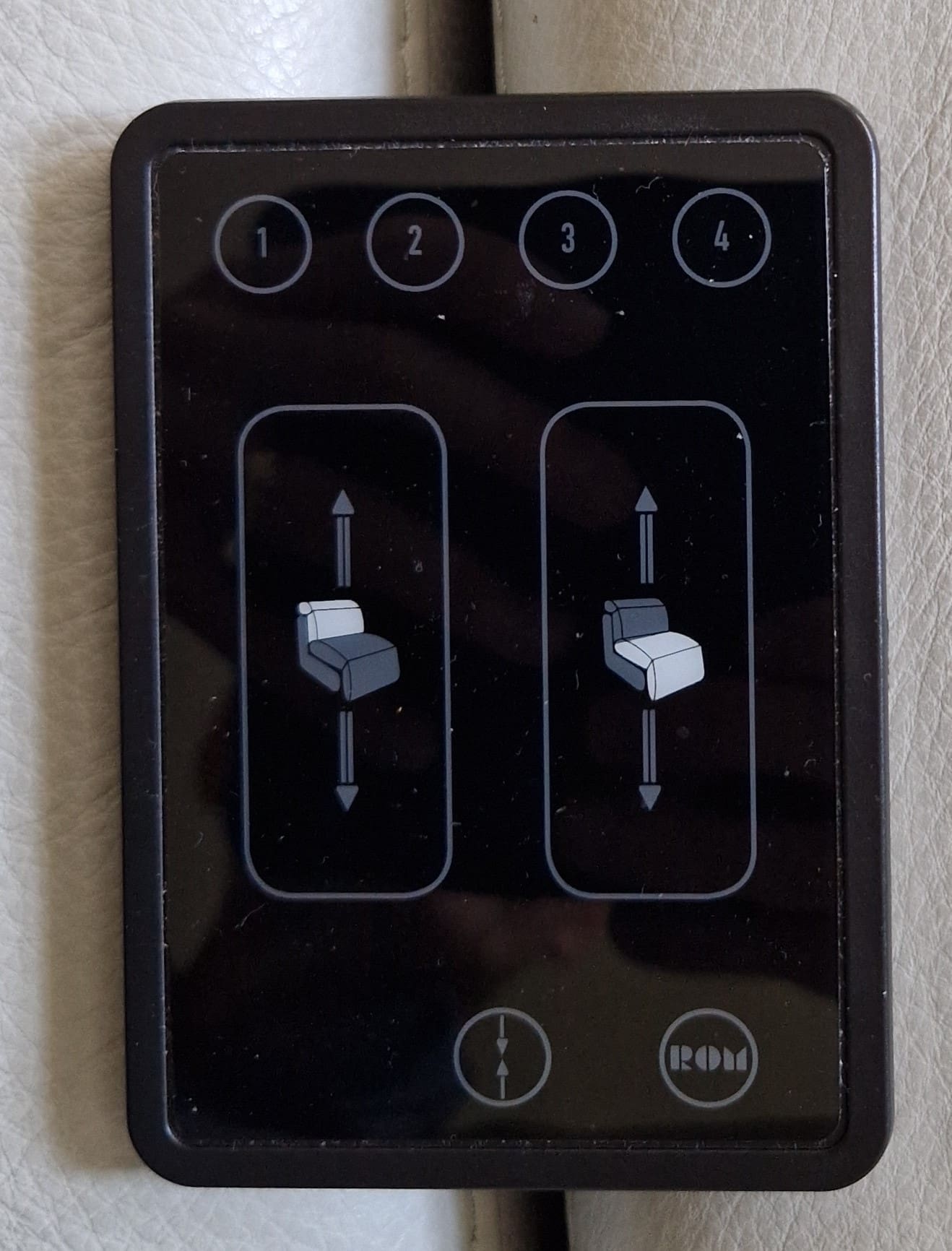 Light Grey Leather Corner Sofa with 2x Powered Recliners by ROM ...