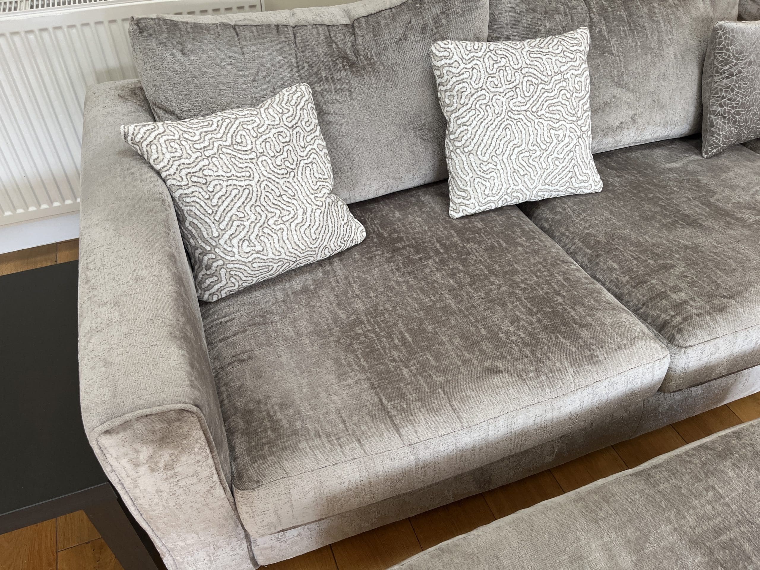 Sofology Majestica Plain Truffle Mix 3 seater corner sofa with large ...