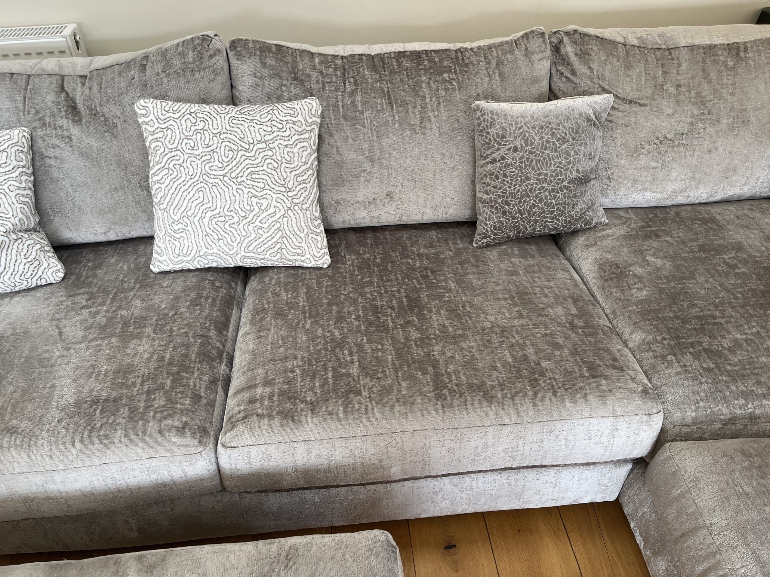 Sofology Majestica Plain Truffle Mix 3 seater corner sofa with large ...