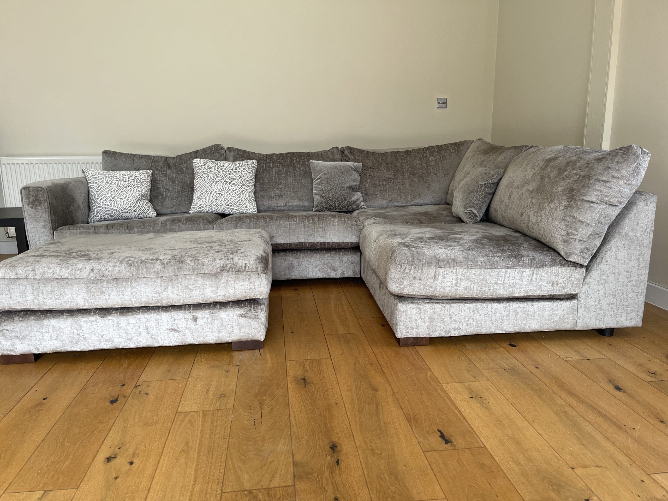 Sofology Majestica Plain Truffle Mix 3 seater corner sofa with large ...