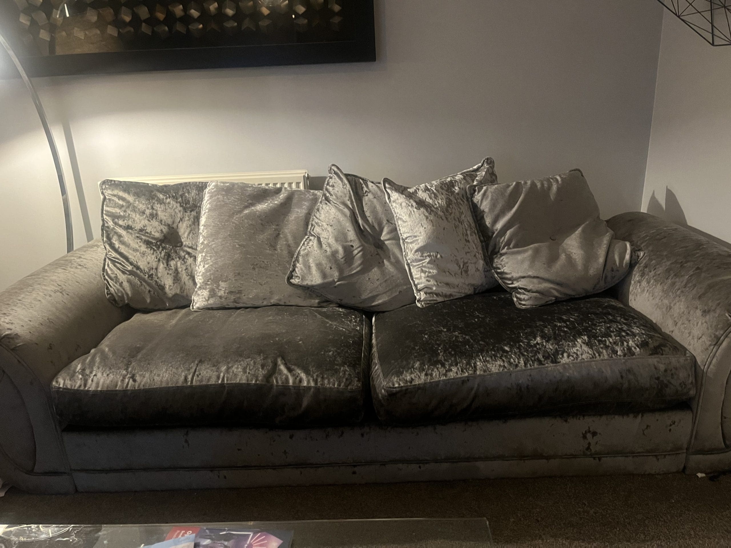 DFS plush velvet 4-seater and cuddle chair – Sofalistic | The Sofa ...