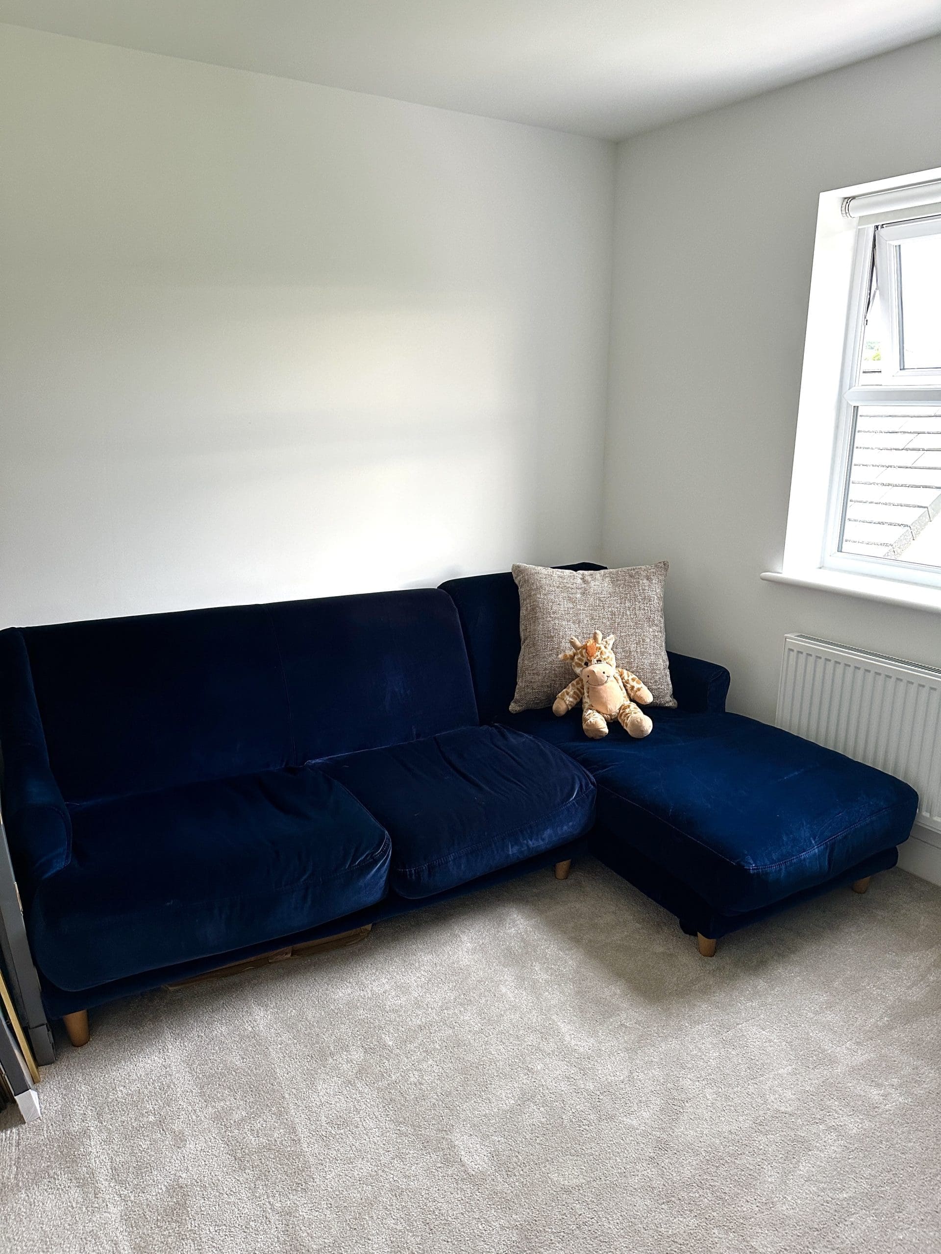 Habitat Navy Blue Velvet Right Corner Chaise 3 Seater Sofa