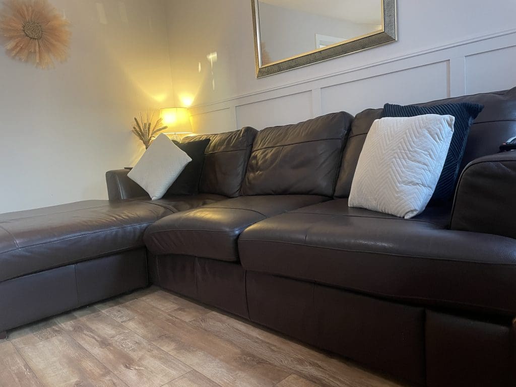 Dfs brown leather sofa and footstool – Sofalistic | The Sofa ...