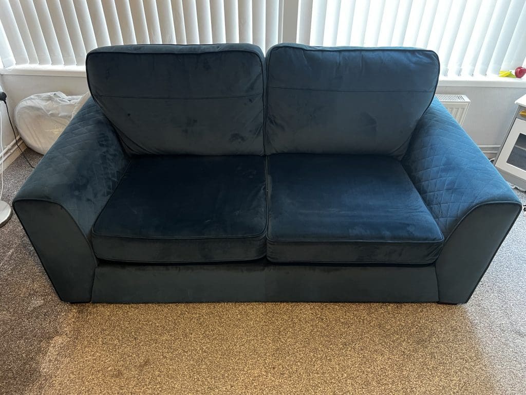 DFS – Orka dark blue – Velvet Large 2 Seater Deluxe Sofa Bed ...