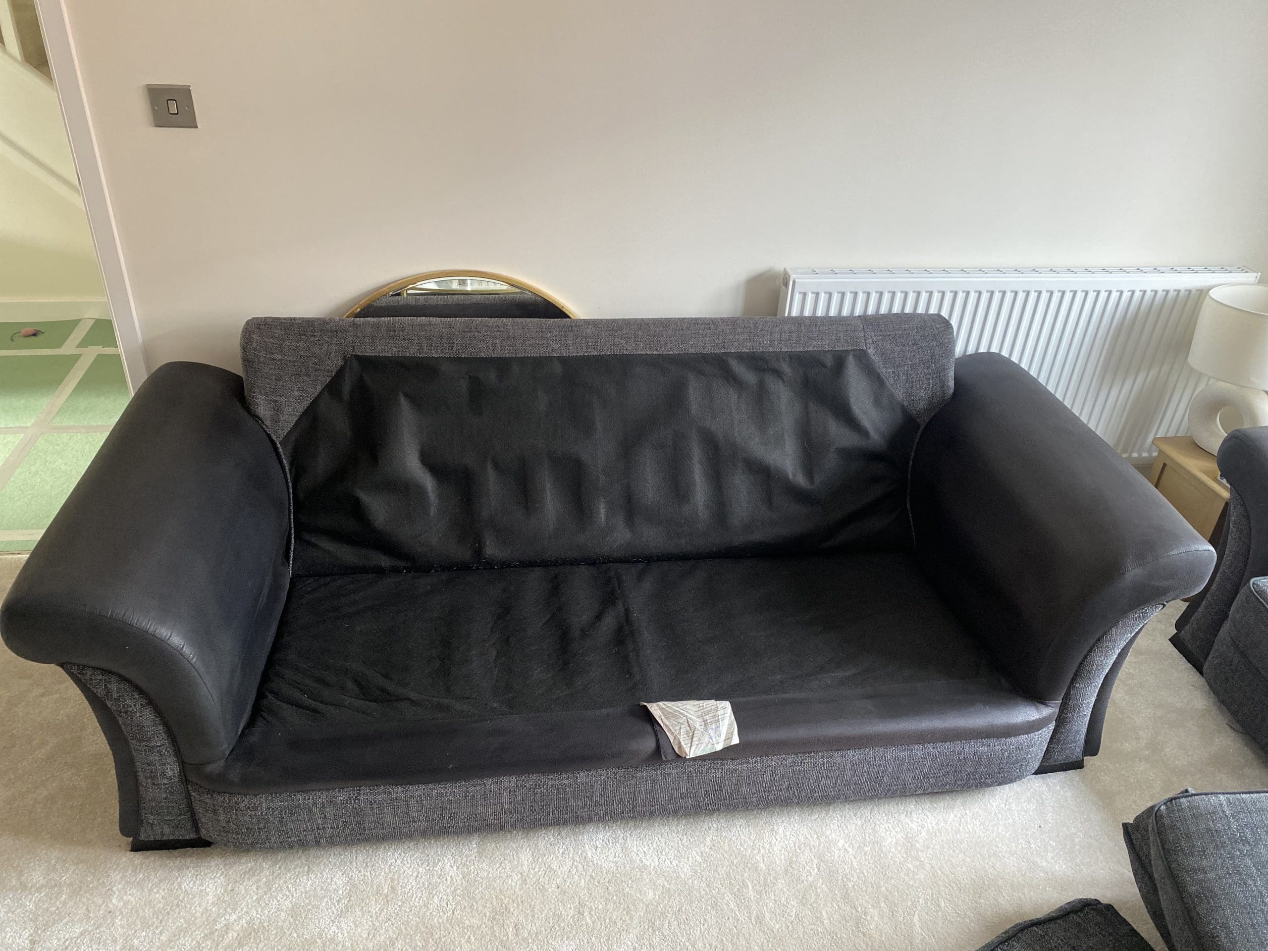 SCS grey 3 seater sofa with black leather arms Sofalistic The Sofa Marketplace buy and sell preloved sofas nationwide