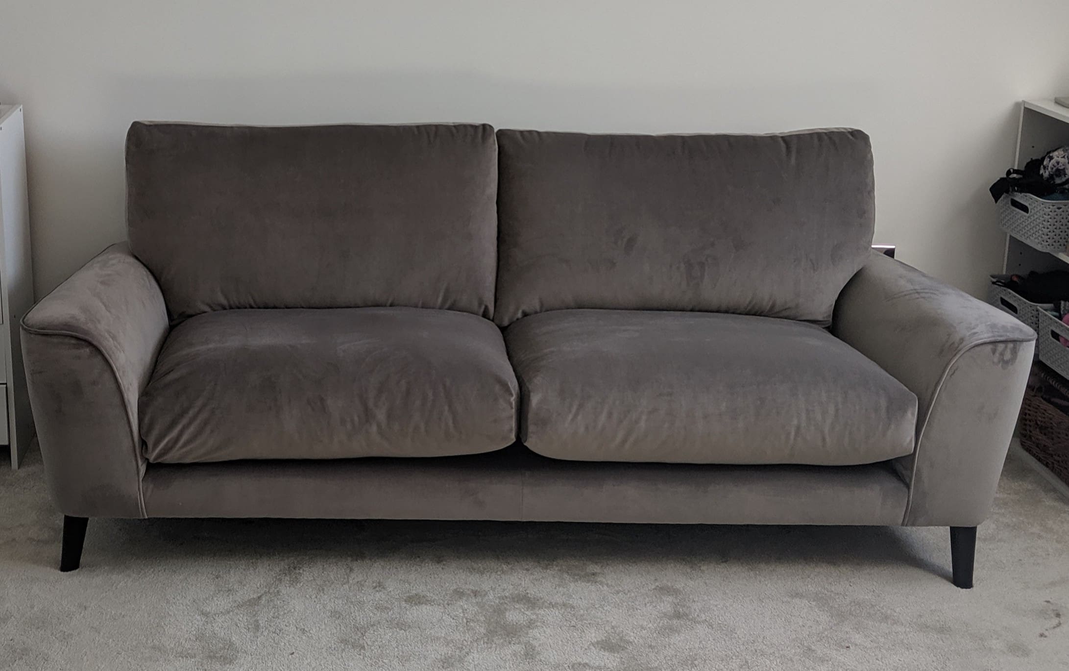 NEXT Brooklyn grey velvet sofa Sofalistic The Sofa Marketplace buy and sell preloved sofas nationwide