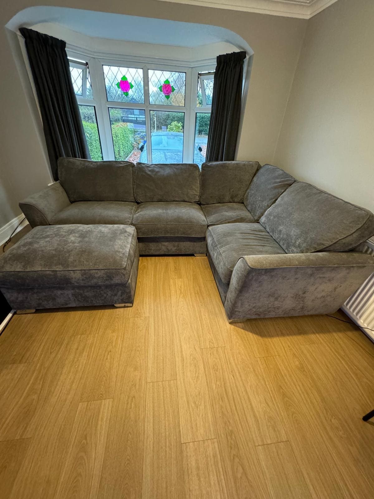 Buoyant Fantasia Standard Back Corner Couch with footstool Grey Sofalistic The Sofa Marketplace buy and sell preloved sofas nationwide