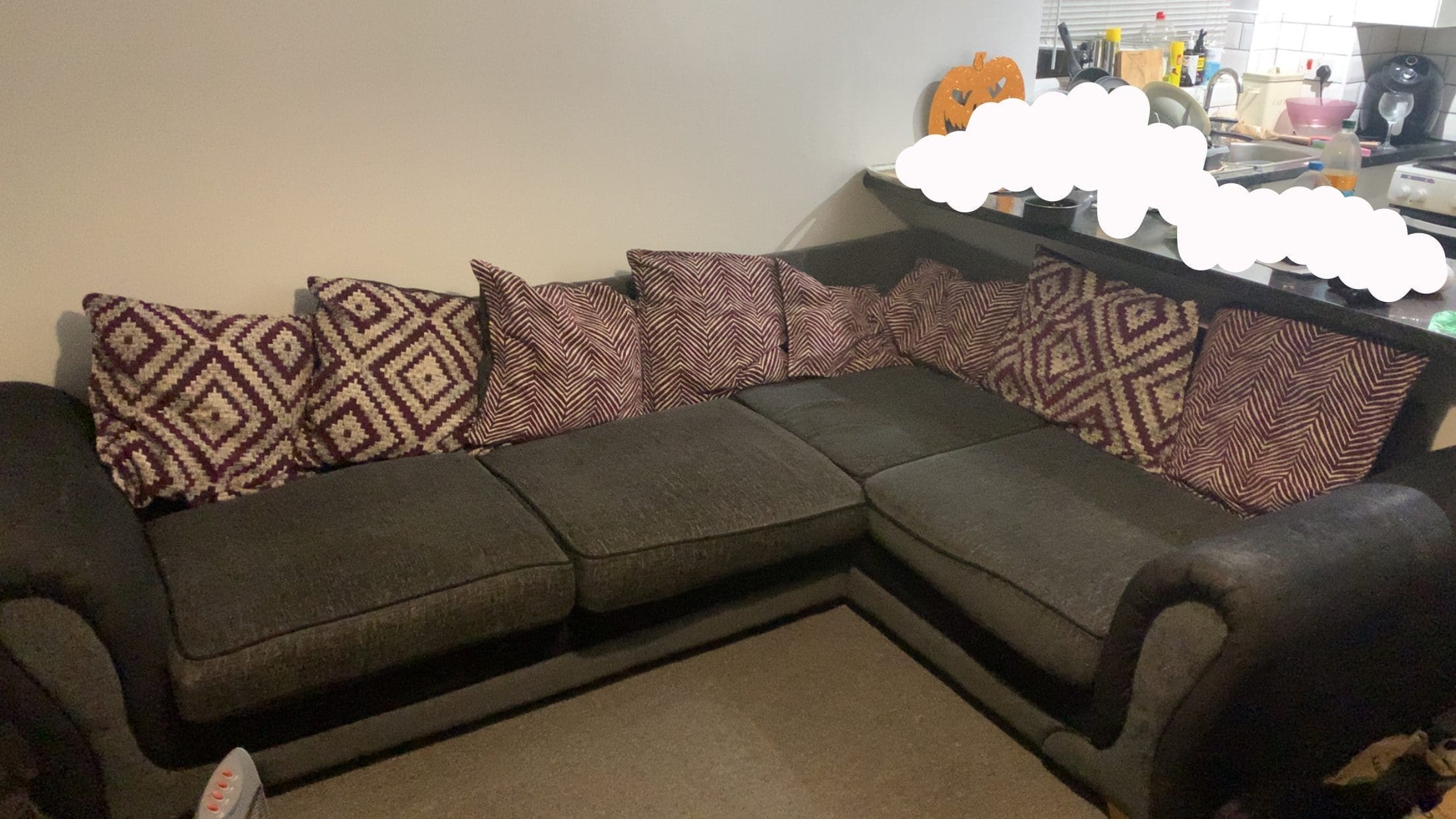 DFS purple and grey corner sofa and cuddle chair Sofalistic The Sofa Marketplace buy and sell preloved sofas nationwide