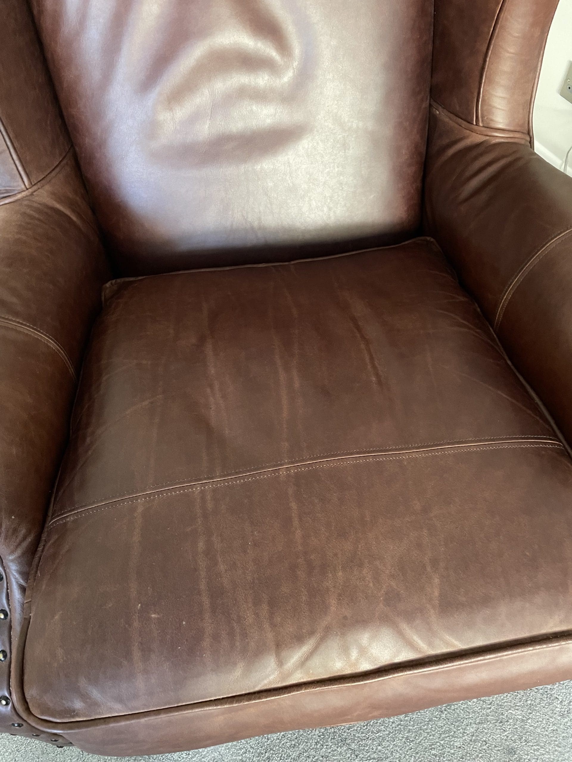 Very Good Condition John Lewis Leather Saddle Armchair Darwin Dark Brown – Sofalistic | The Sofa ...