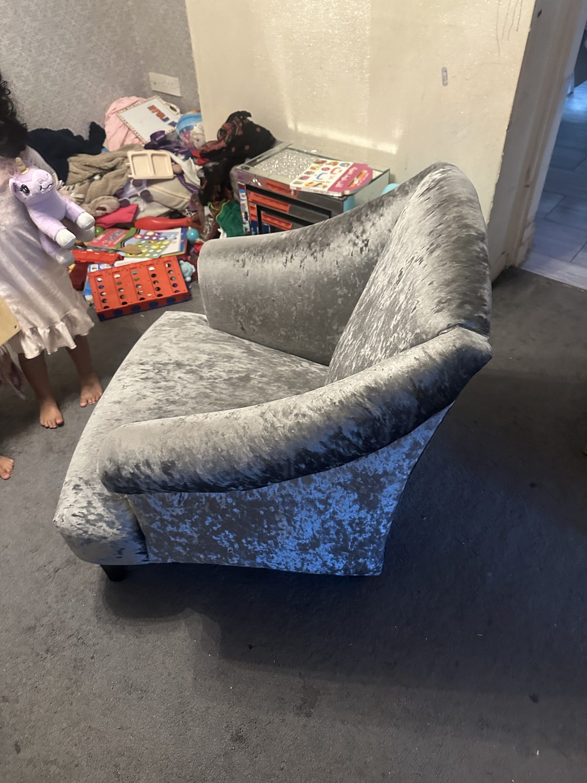 Single grey velvet sofa chair from dfs – Sofalistic | The Sofa ...