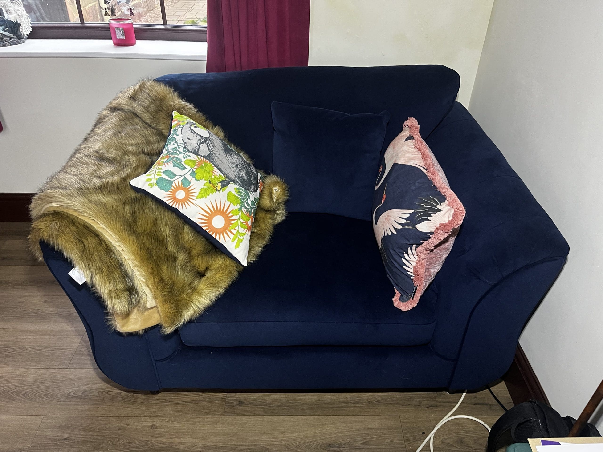 Navy blue snuggle chair store