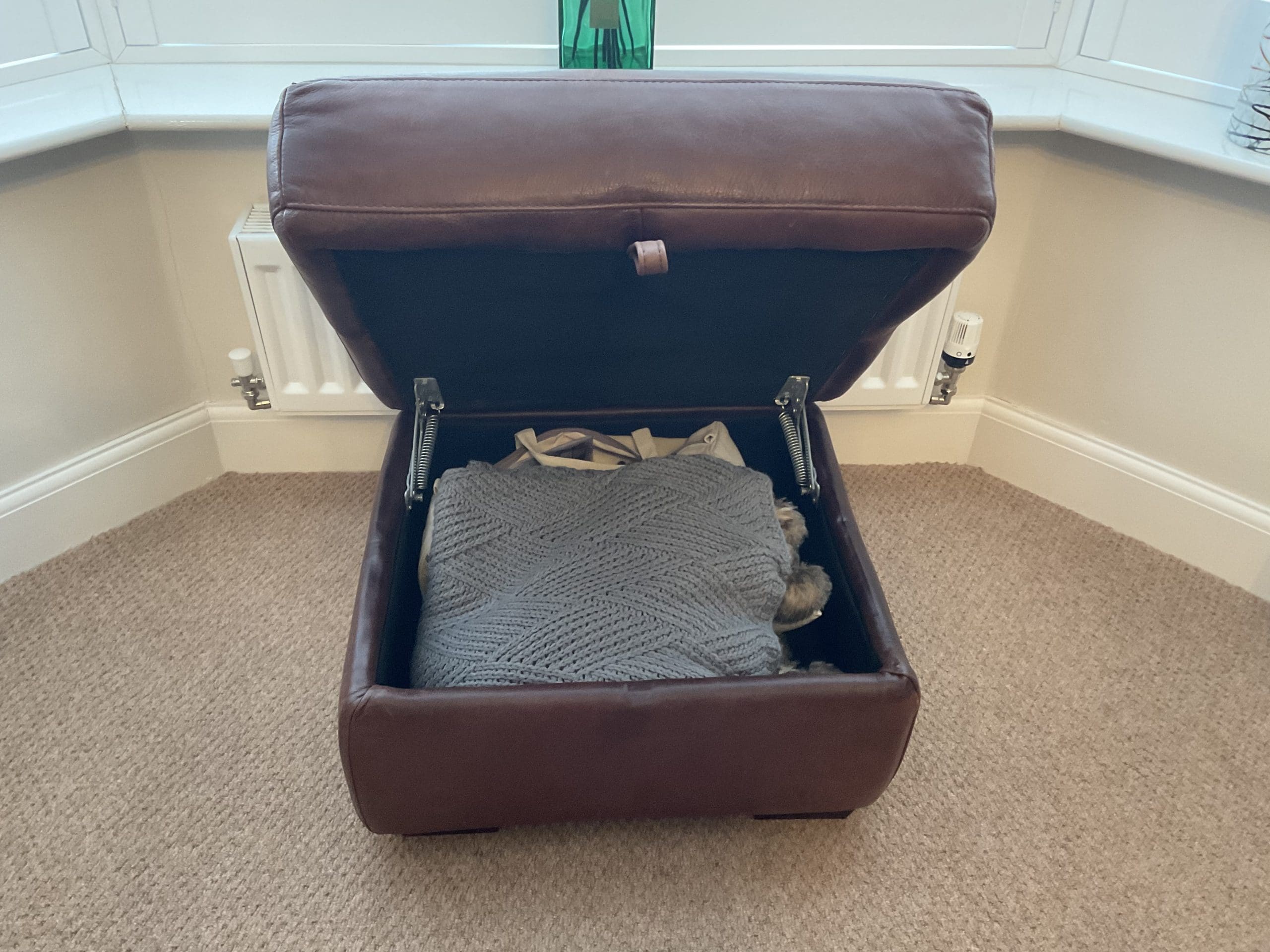 DFS 3/4 seater brown leather sofa & footstool – Sofalistic | The Sofa ...