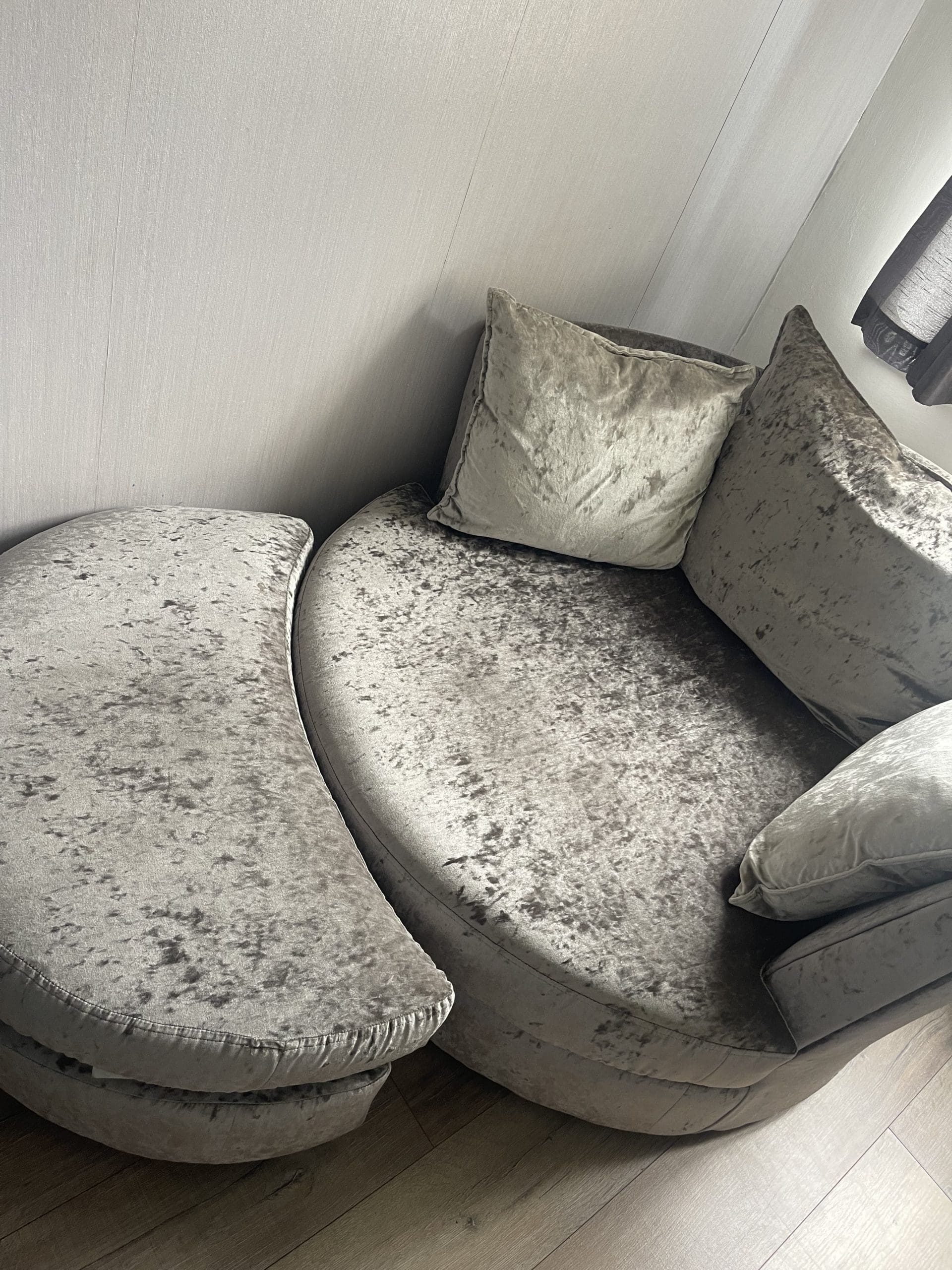 DFS Crushed Velvet Sofa & Cuddle Chair – Sofalistic | The Sofa ...
