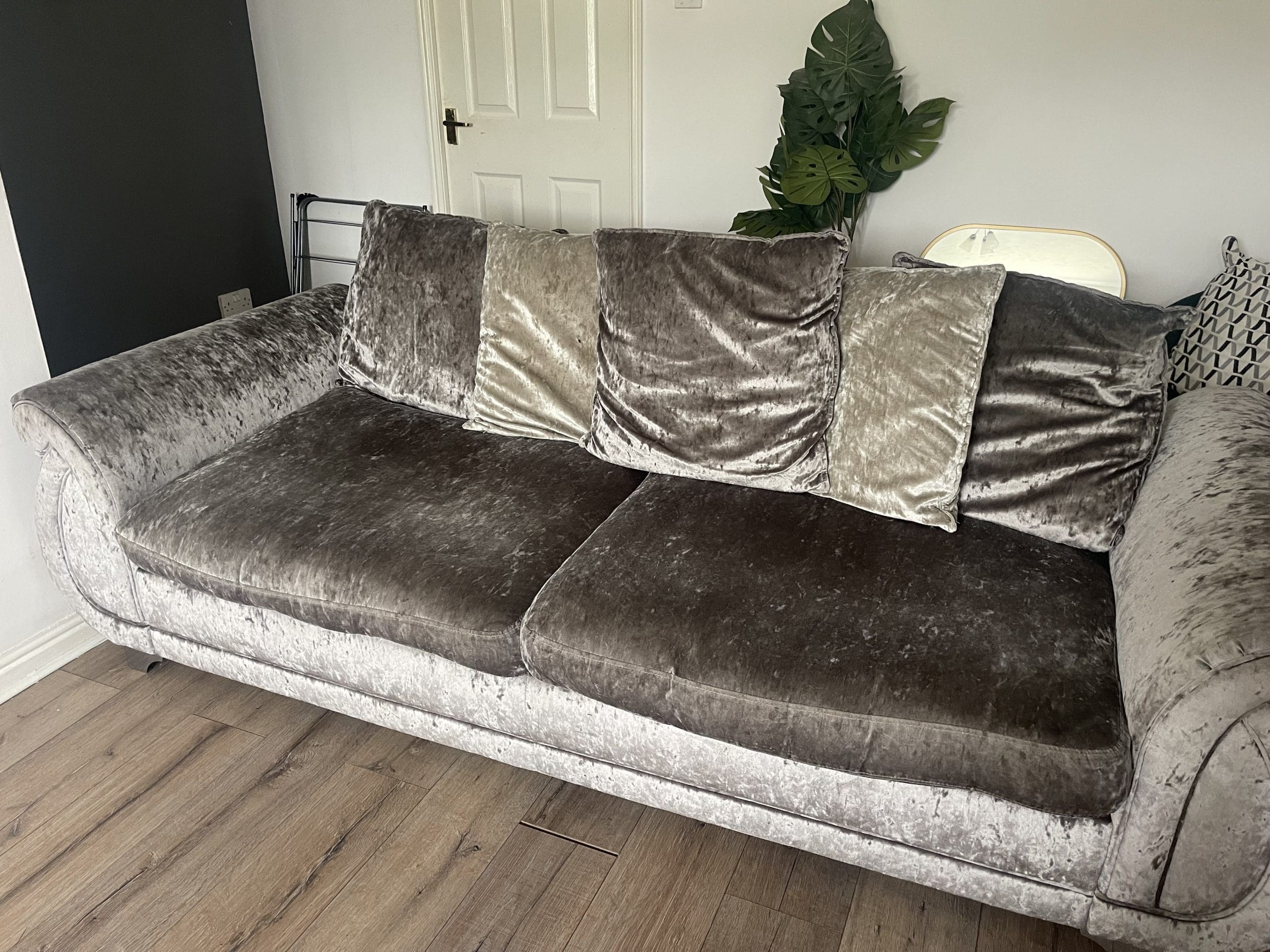 DFS Crushed Velvet Sofa & Cuddle Chair – Sofalistic | The Sofa ...