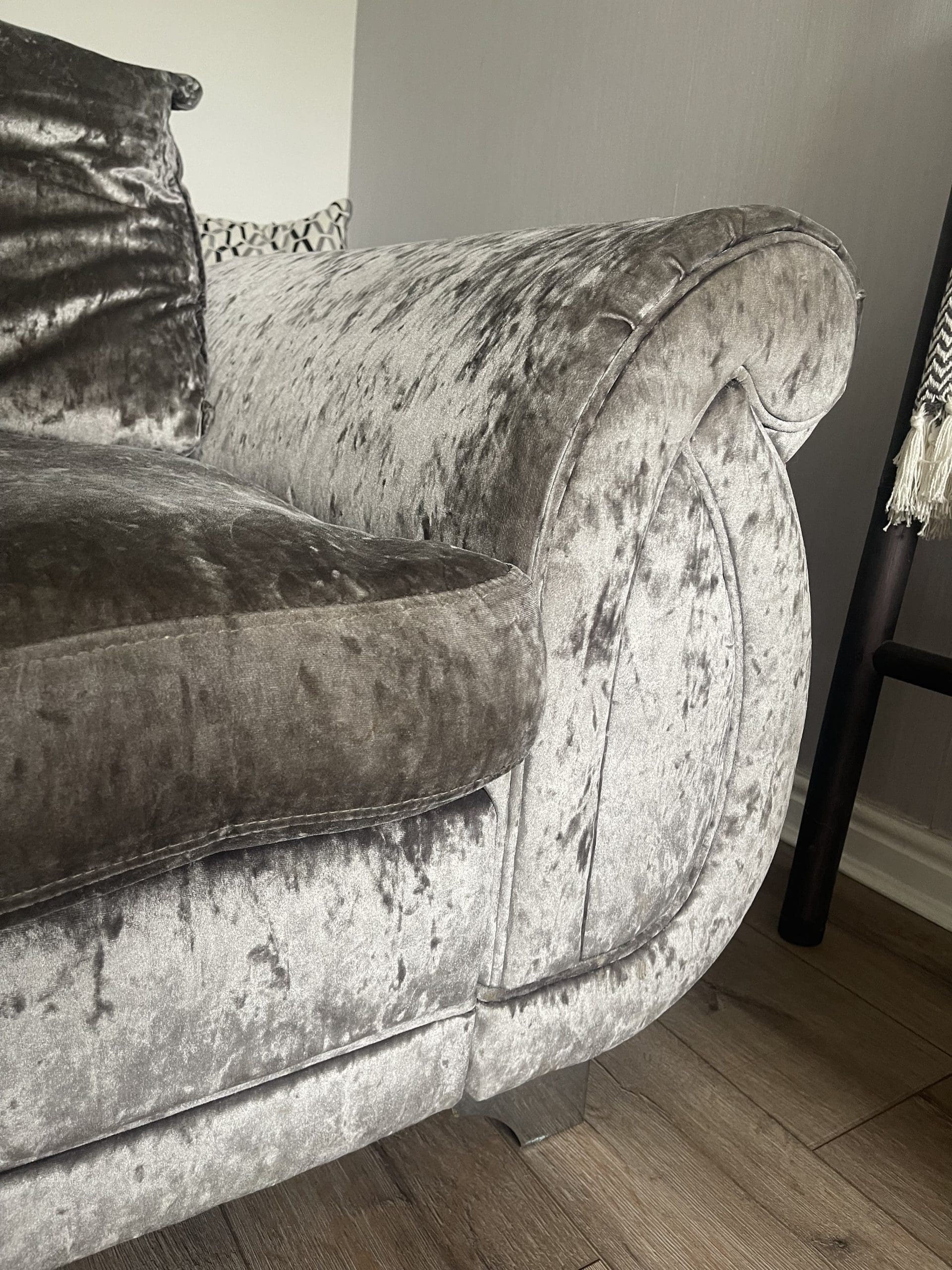 DFS Crushed Velvet Sofa & Cuddle Chair – Sofalistic | The Sofa ...