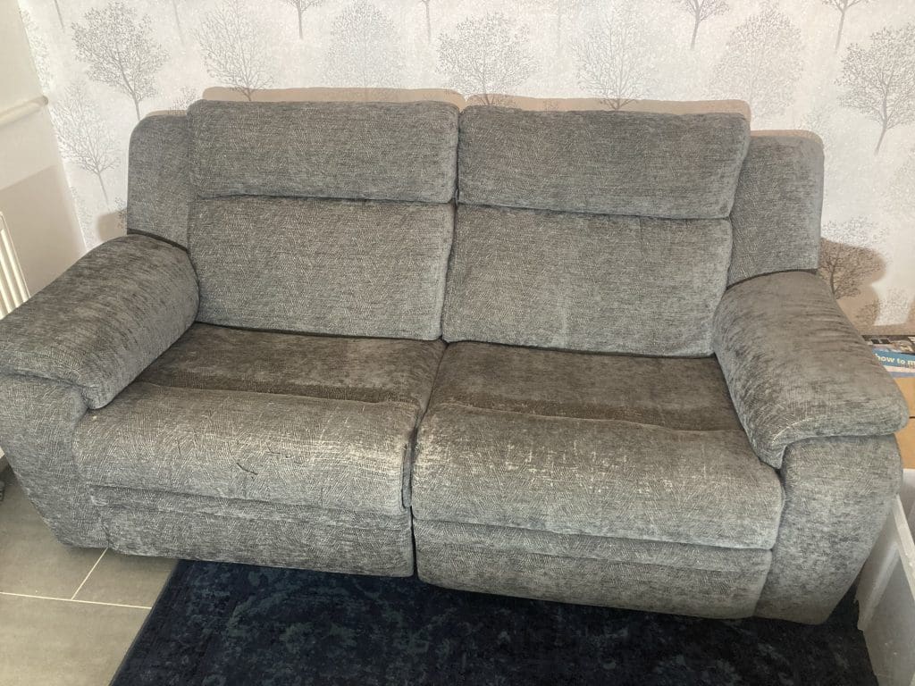 2 grey power recliner sofas DFS 3 Seater 2 Seater Grey Chenille Fabric ...