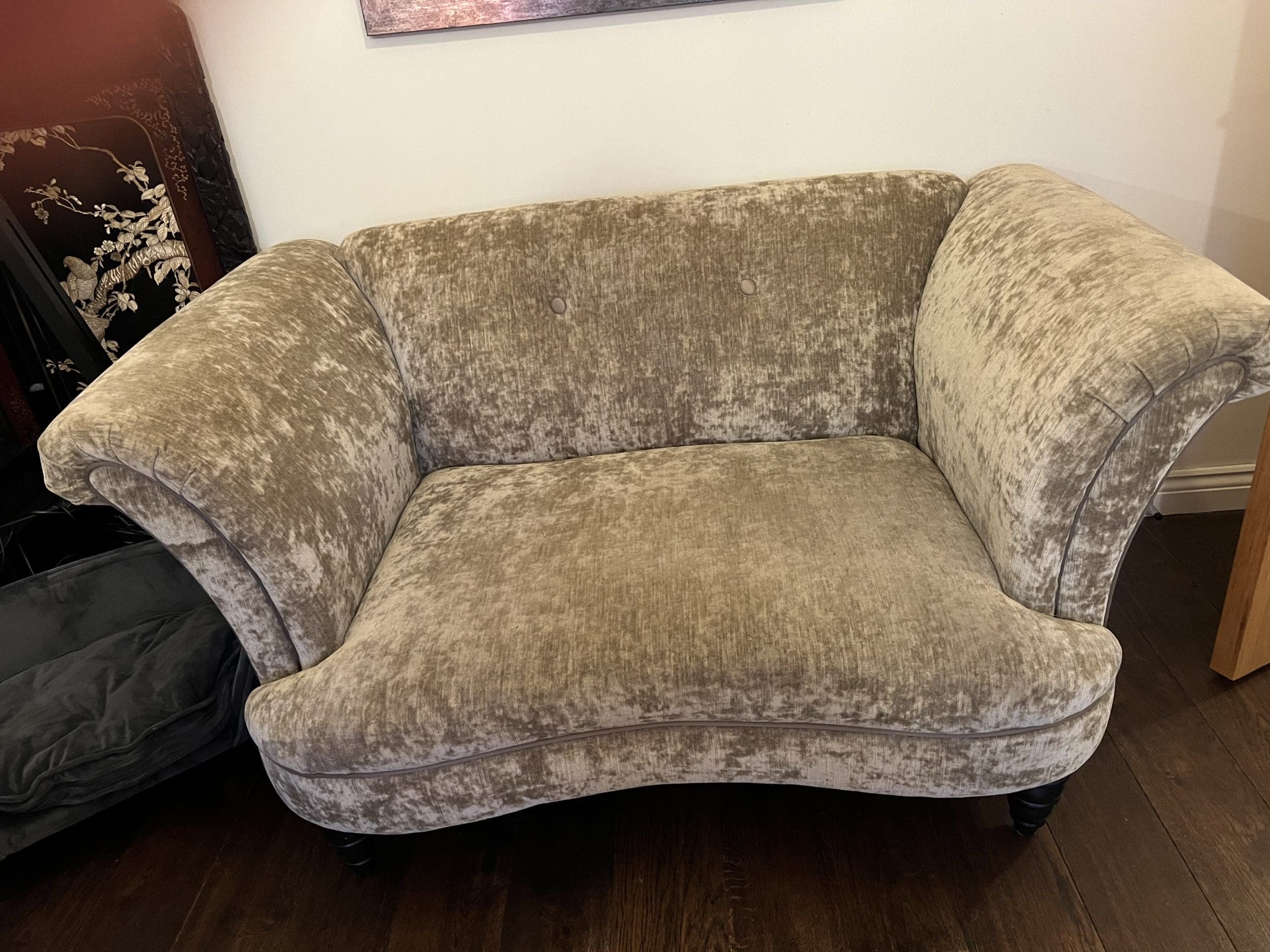 Sofa set (3 seater + 2 seater cuddler) DFS – Mink vintage style velvet – Sofalistic | The Sofa ...