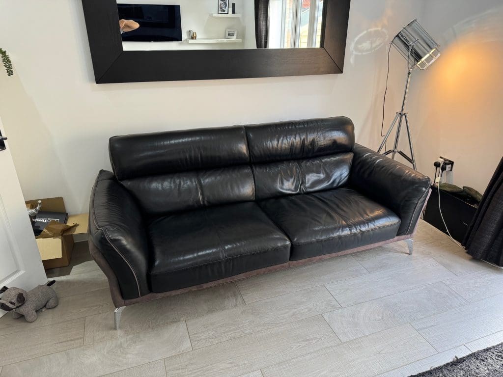 DFS – Valdez Leather Leather Sofas x2 – Black/Grey – Sofalistic | The ...