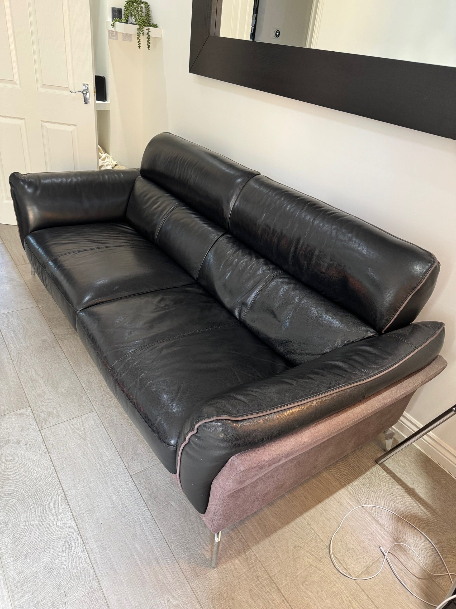 DFS – Valdez Leather Leather Sofas x2 – Black/Grey – Sofalistic | The ...