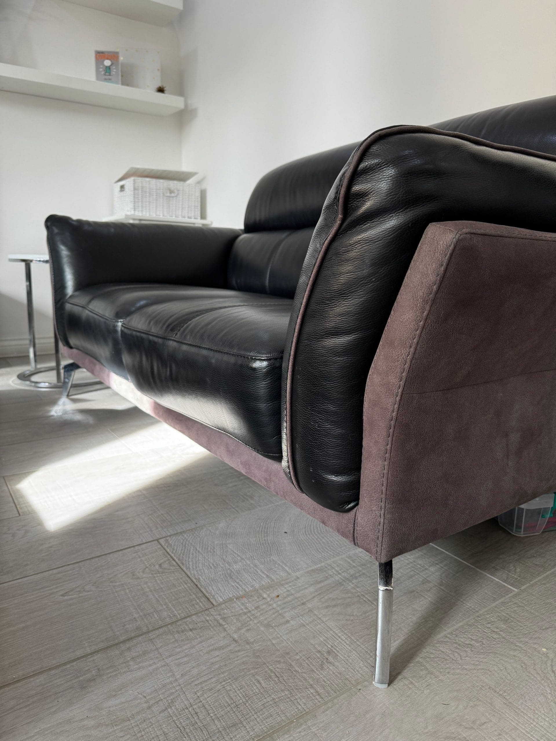 DFS – Valdez Leather Leather Sofas x2 – Black/Grey – Sofalistic | The ...