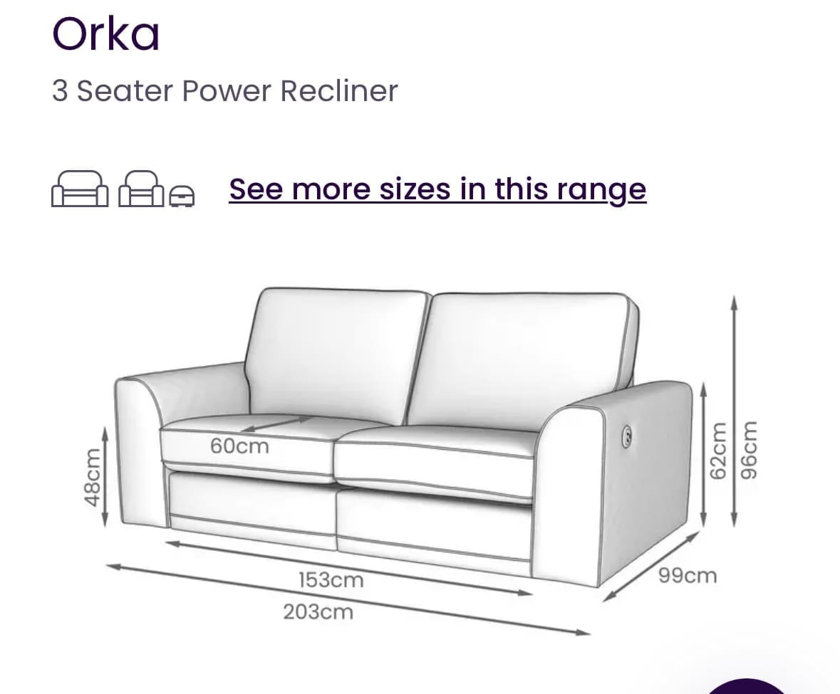 DFS Orka Electric Reclining 3 seater sofa – Sofalistic | The Sofa ...