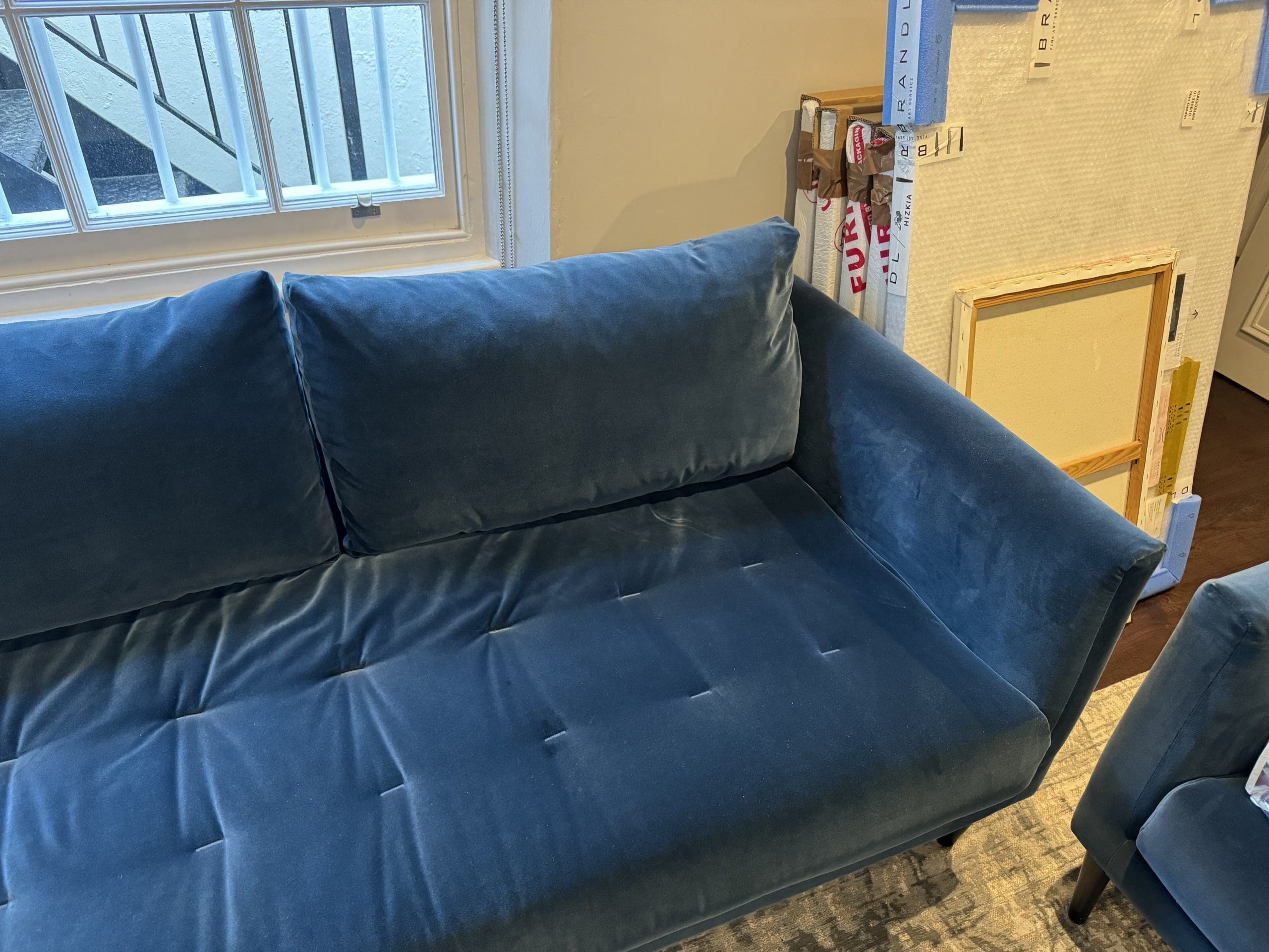 Conran Shop Blue Euro Velvet 2-Seater Sofa – Sofalistic | The Sofa ...