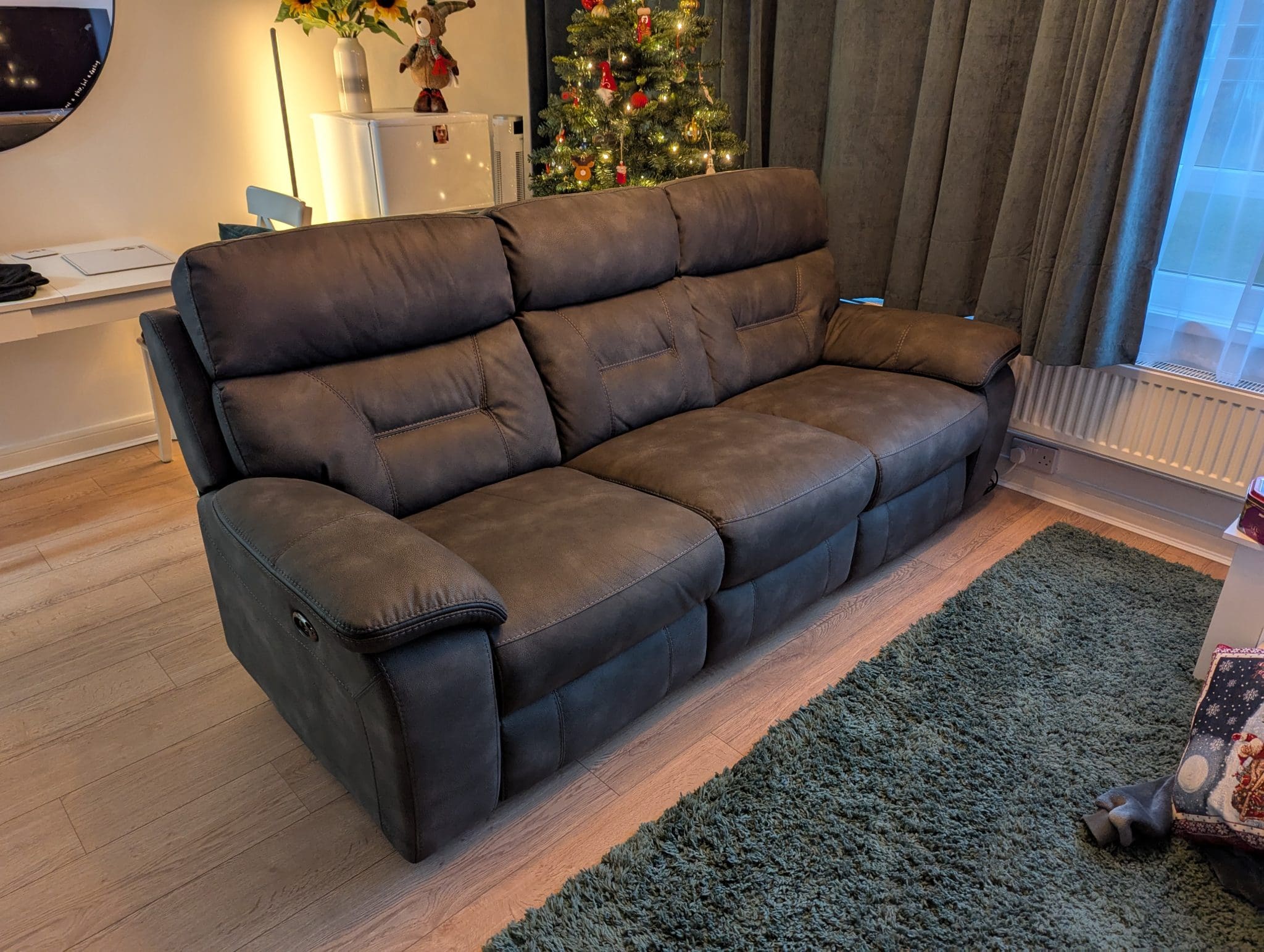 DFS Foster 3 Seater Power Recliner with Table – Charcoal – Sofalistic ...