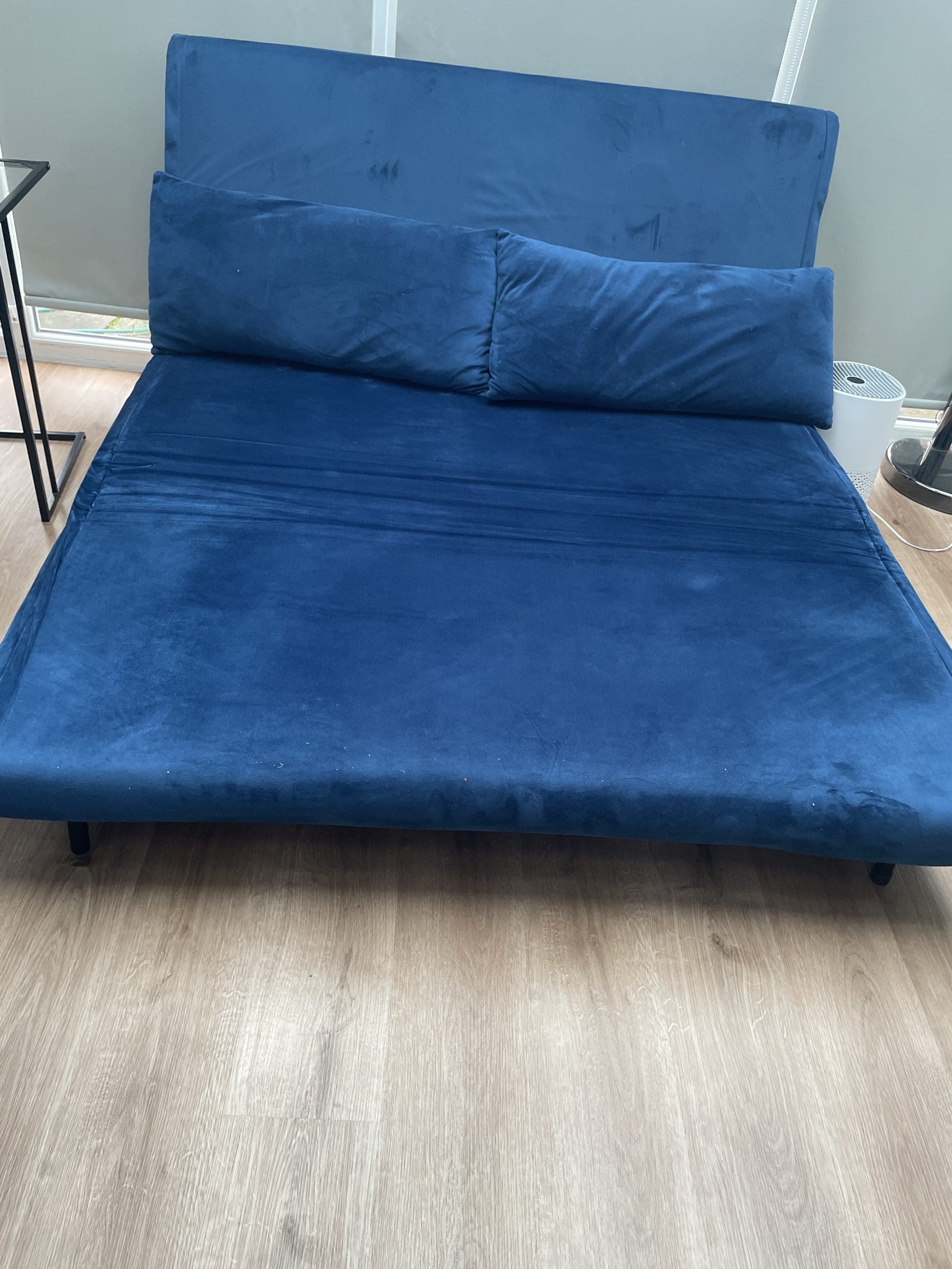 Blue Velvet Small Double Sofa Bed – Sofalistic | The Sofa Marketplace ...