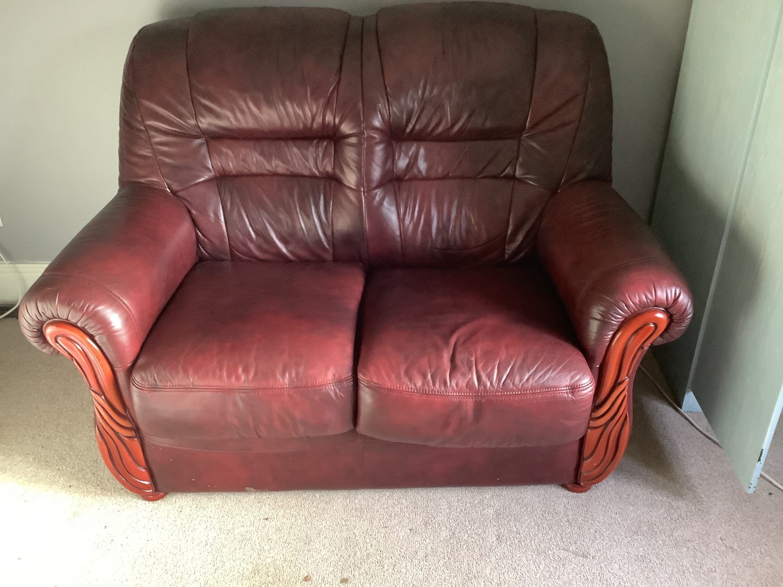 DFS two two seater,blood red leather sofas – Sofalistic | The Sofa ...