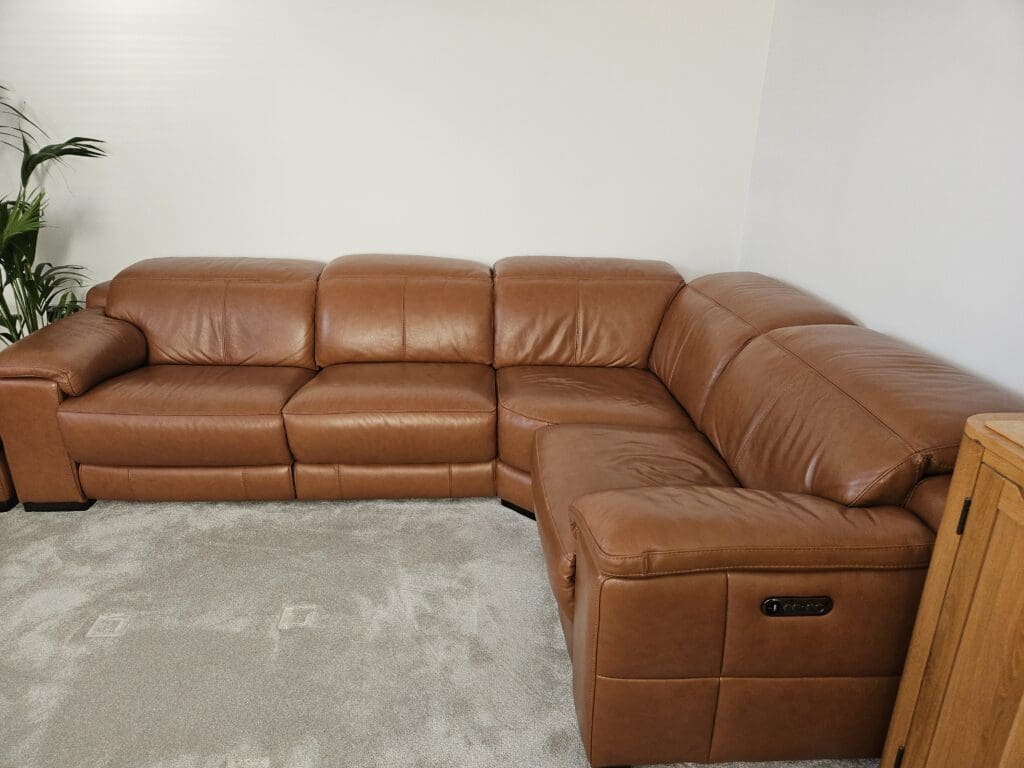 Laurence Cognac Leather Corner Sofa and stool – Sofalistic | The Sofa Marketplace, buy and sell ...